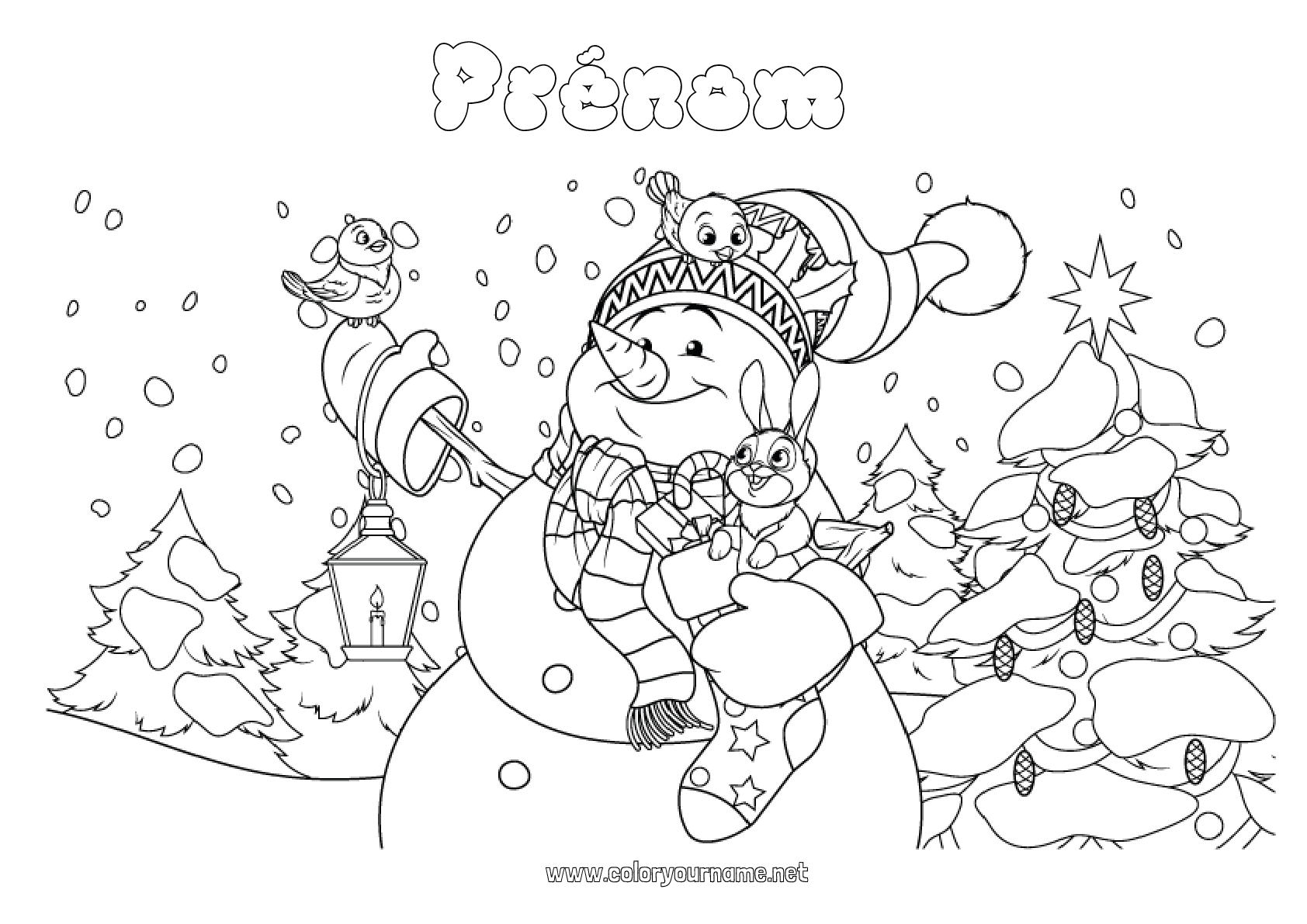 Coloriage n°3586 - Neige Hiver Bonhomme de neige