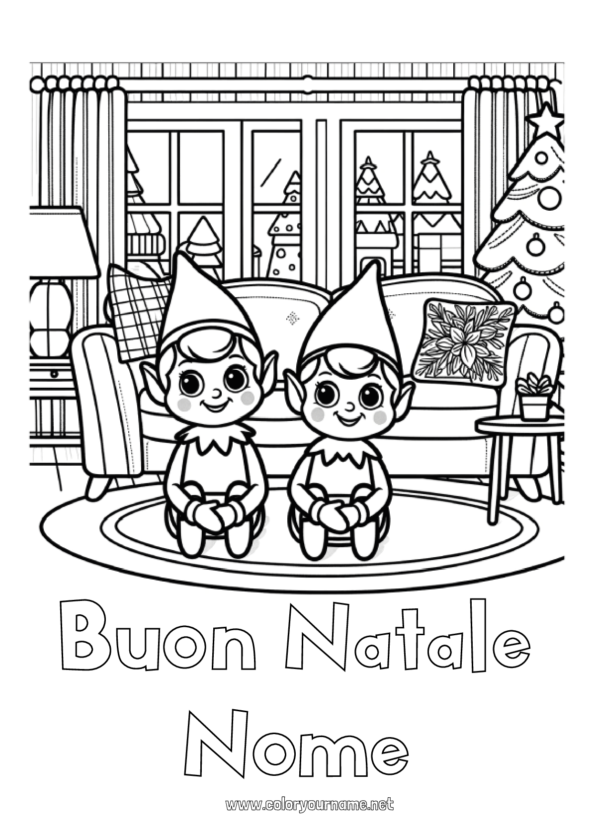 Pagina da colorare n.3591 - Elfo di Natale Pagine da colorare degli ...
