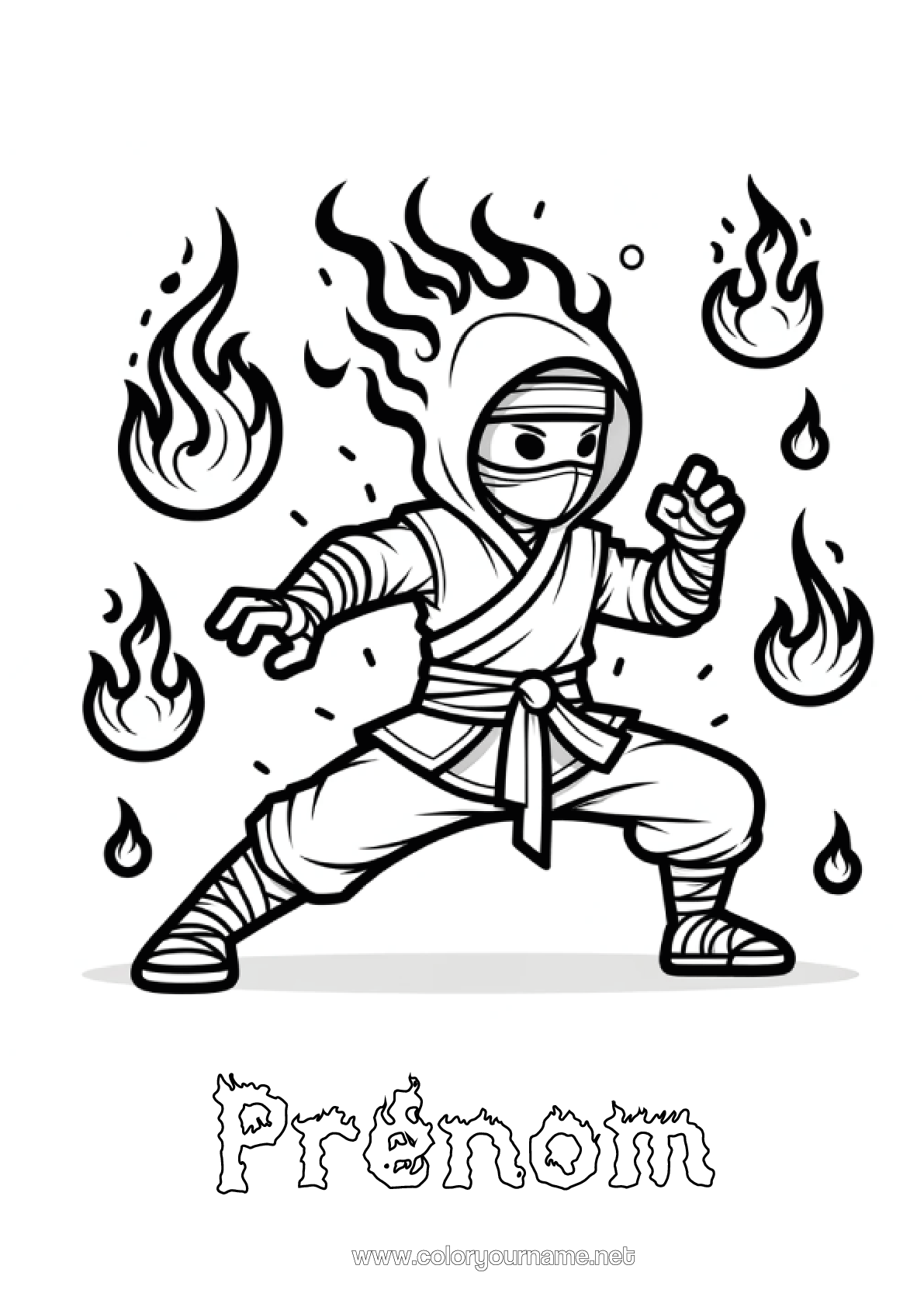 Coloriage n°3597 - Ninja Feu Dessin animé