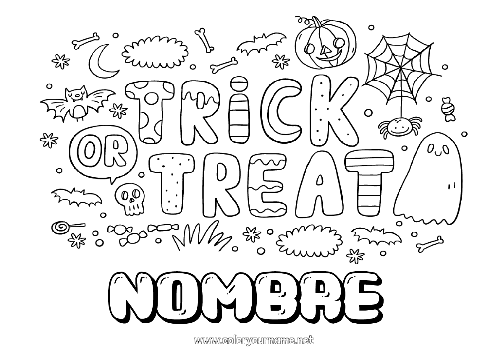 Nº de colorear 35 - Truco o trato Halloween