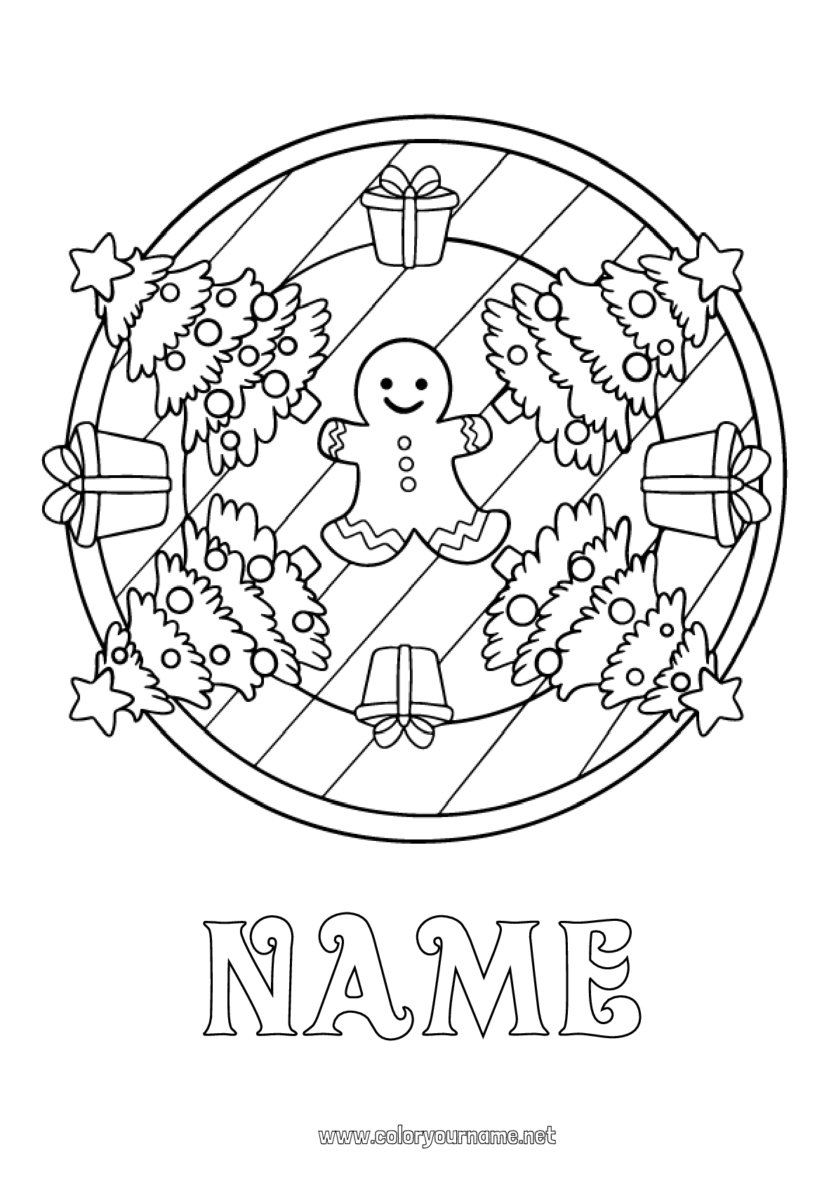 Coloring page No.3615 - Gifts Christmas tree Mandala