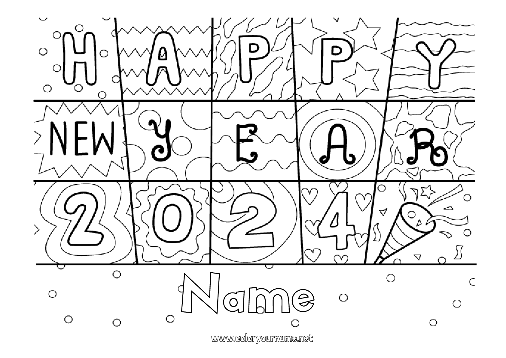 Coloring page No.3653 - Happy new year 2024