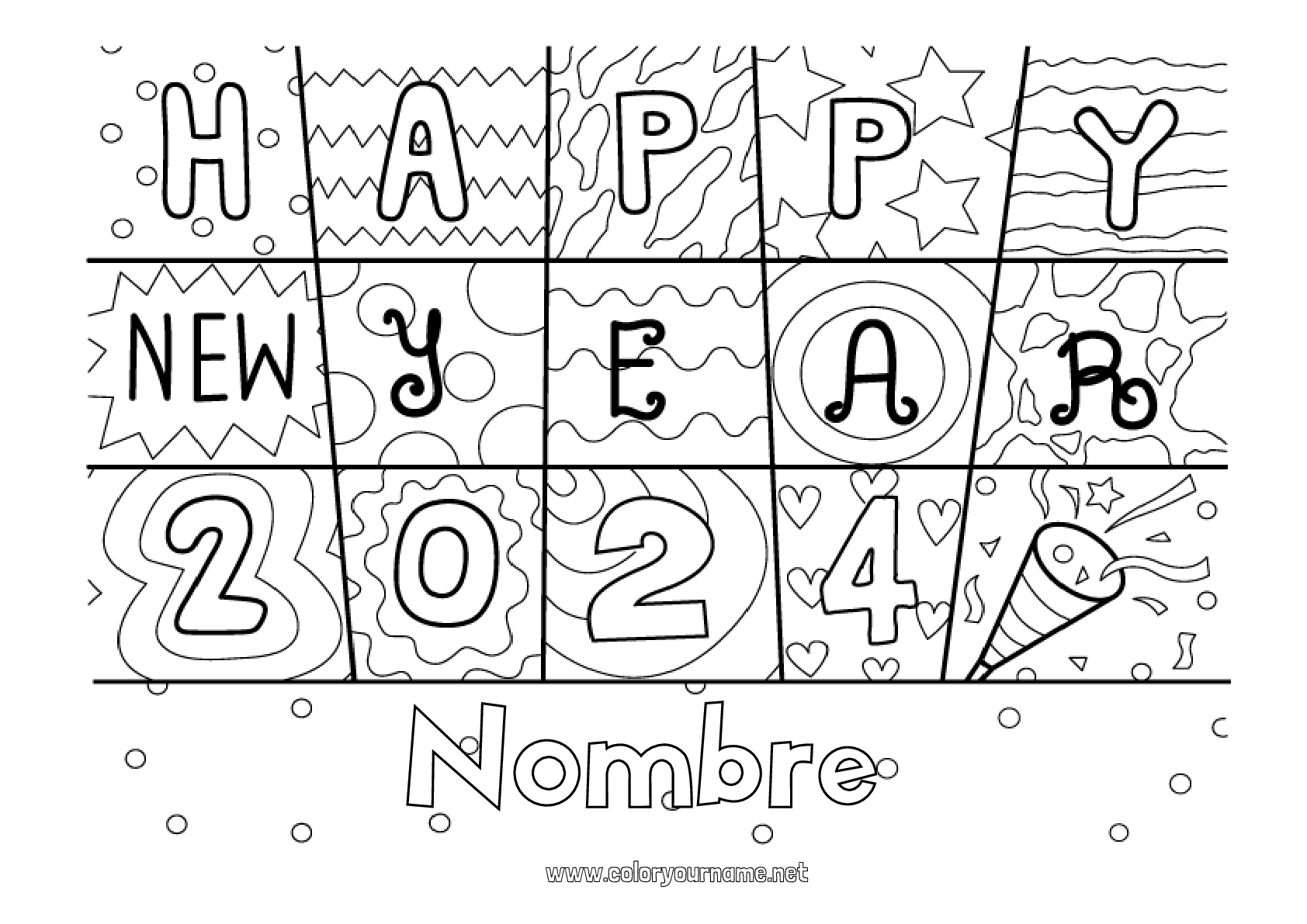 Nº de colorear 3653 - Feliz año 2024