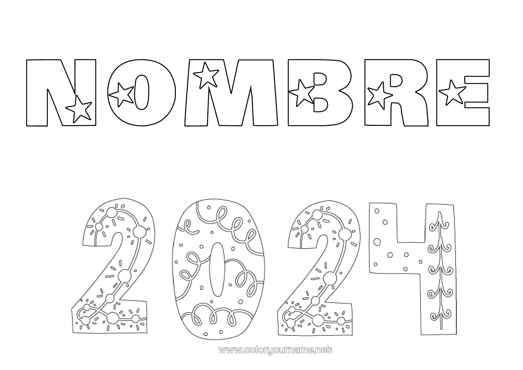 Nº de colorear 3655 - Feliz año 2024