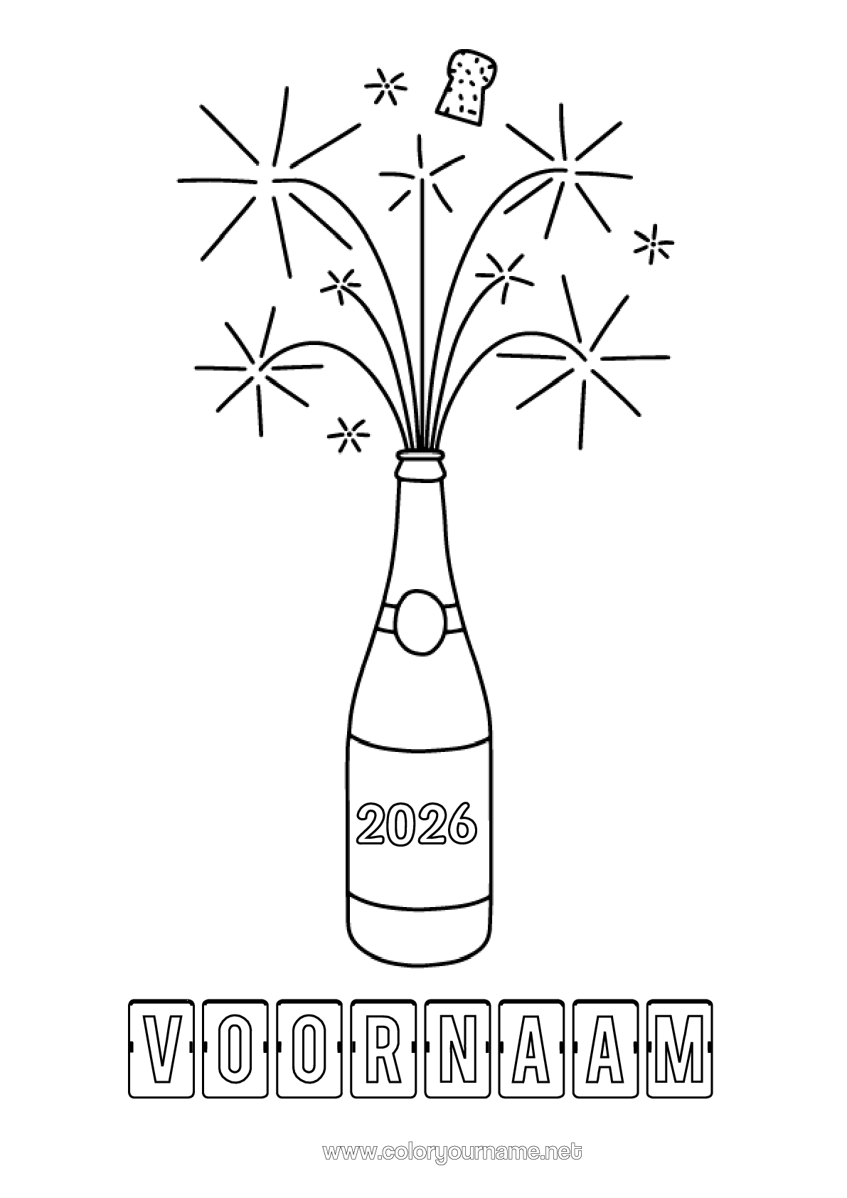 Kleurplaat nr.3666 - Fijne verjaardag Gelukkig Nieuwjaar Eenvoudige ...