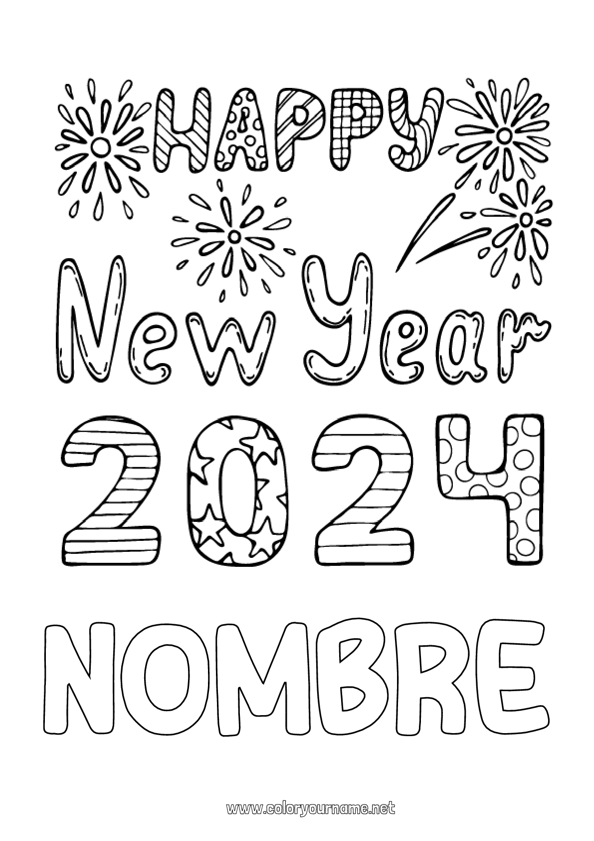 Nº de colorear 3697 - Feliz año 2024