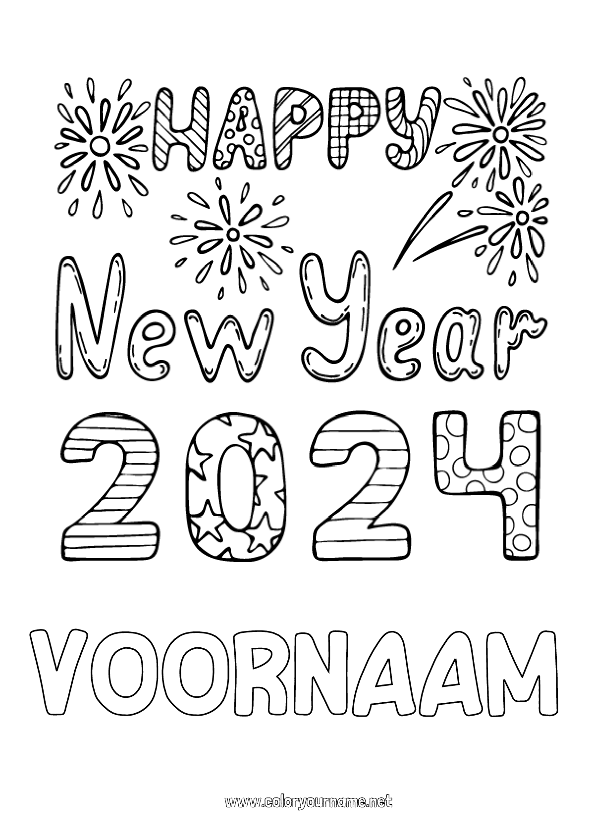 Kleurplaat nr.3697 - Gelukkig Nieuwjaar 2024