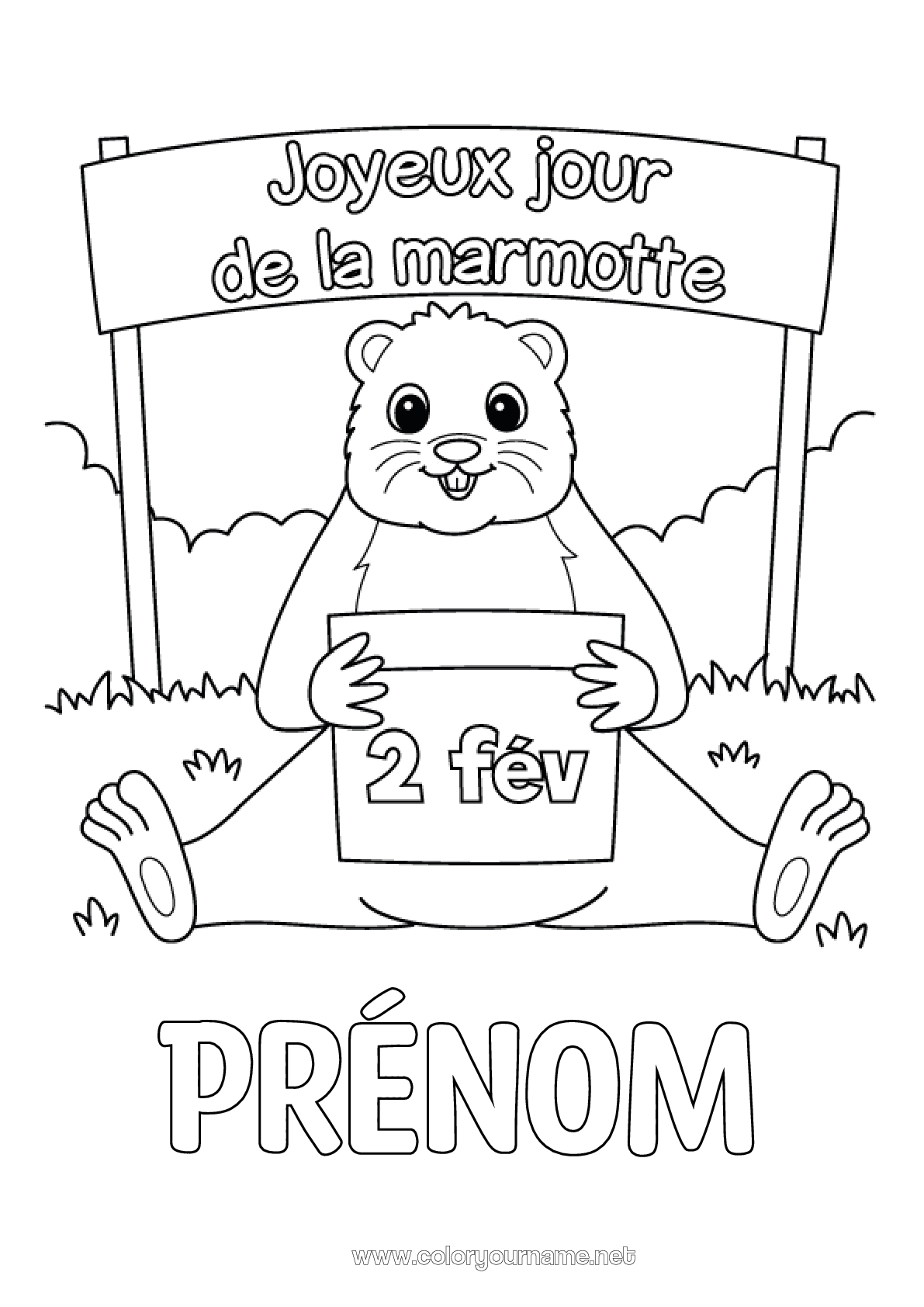 Coloriage n°3698 - Animaux de la forêt Marmotte Jour de la Marmotte