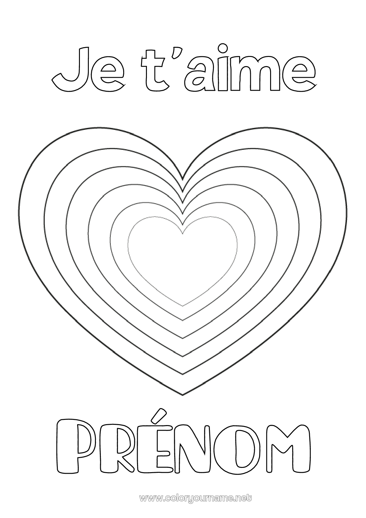 Coloriage n°3703 - Coeur Je t'aime Saint valentin