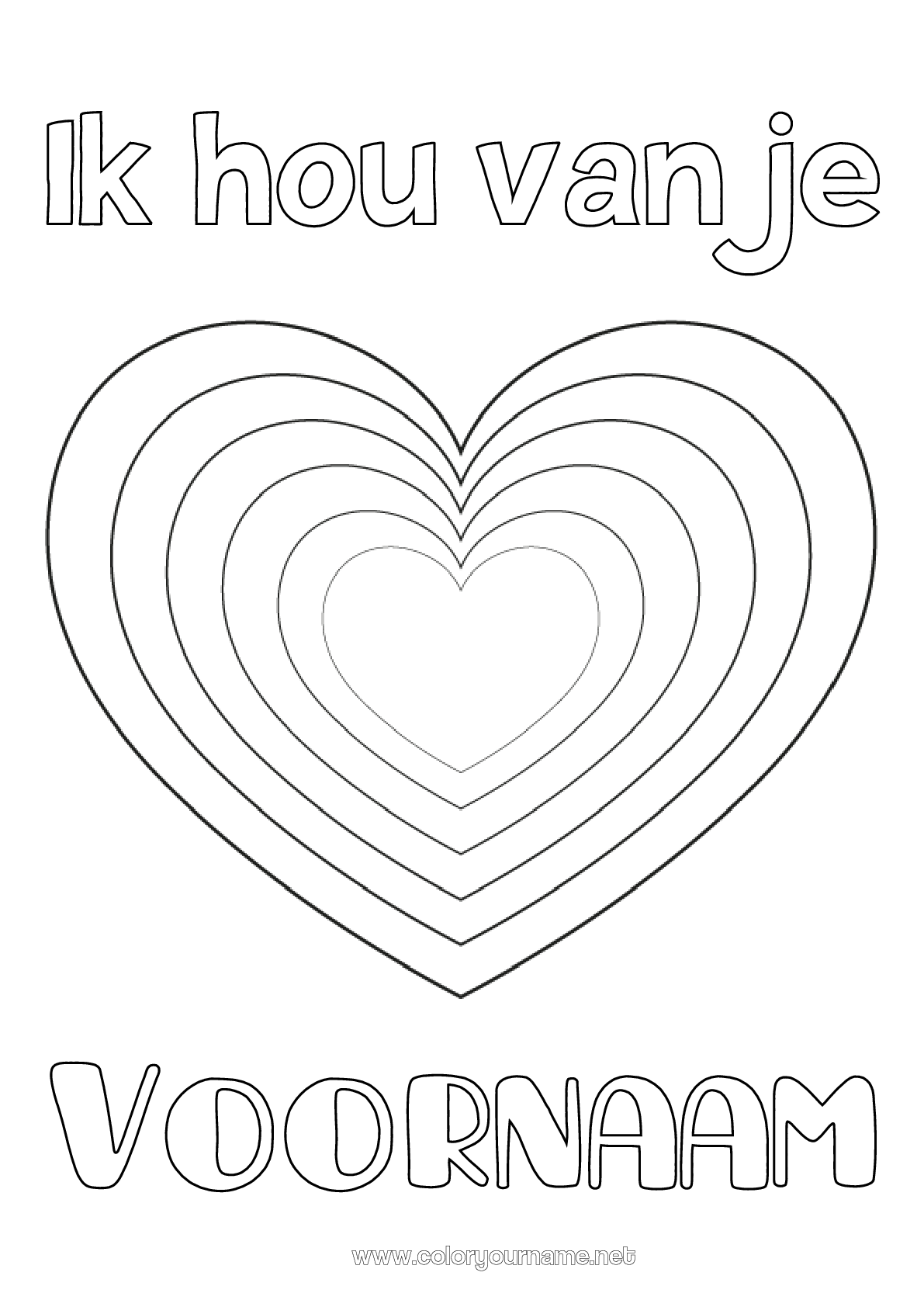 Kleurplaat nr.3703 - Hart Ik hou van jou Valentijnsdag