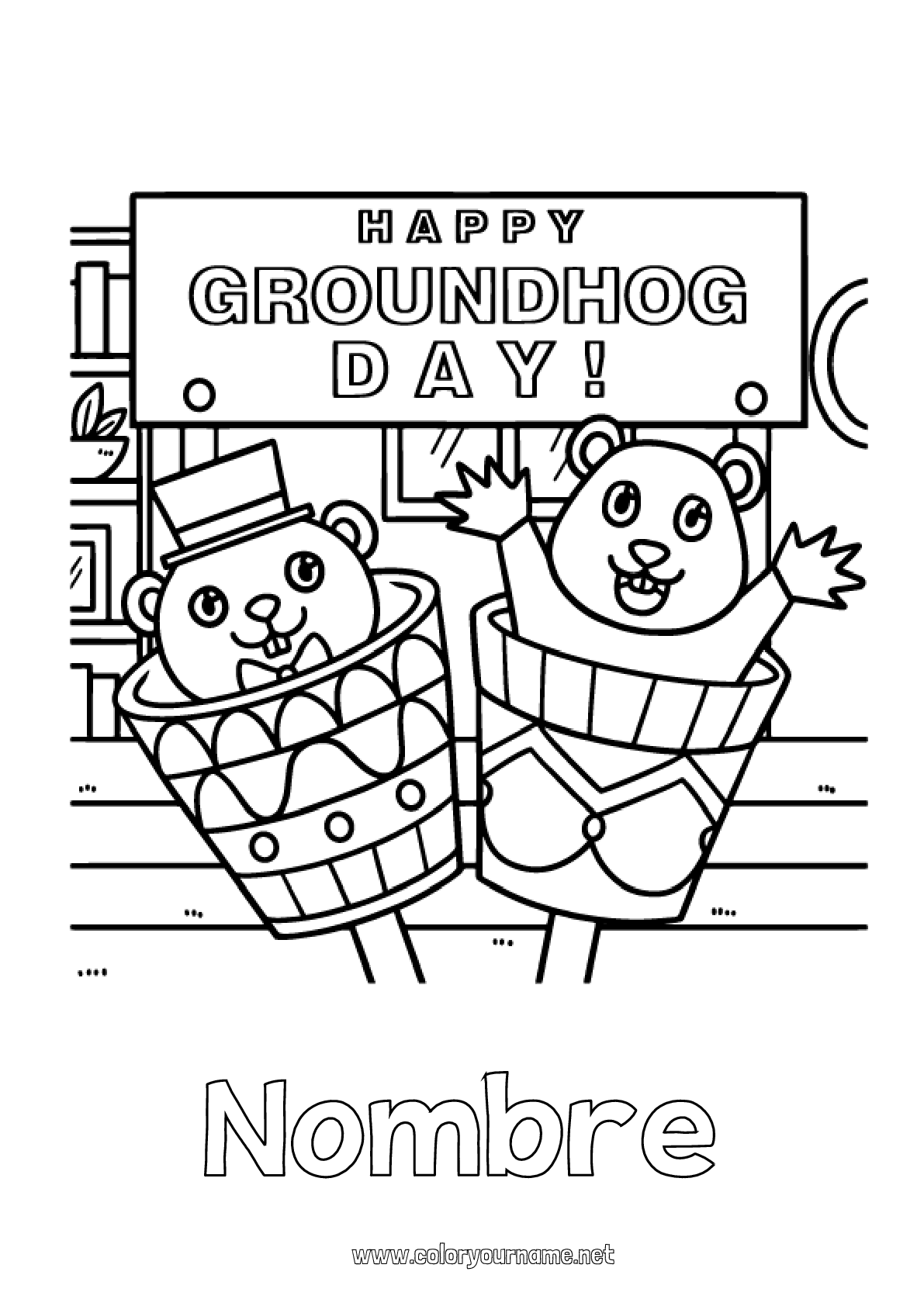 Nº de colorear 3704 - Animales del bosque Marmota Día de la Marmota