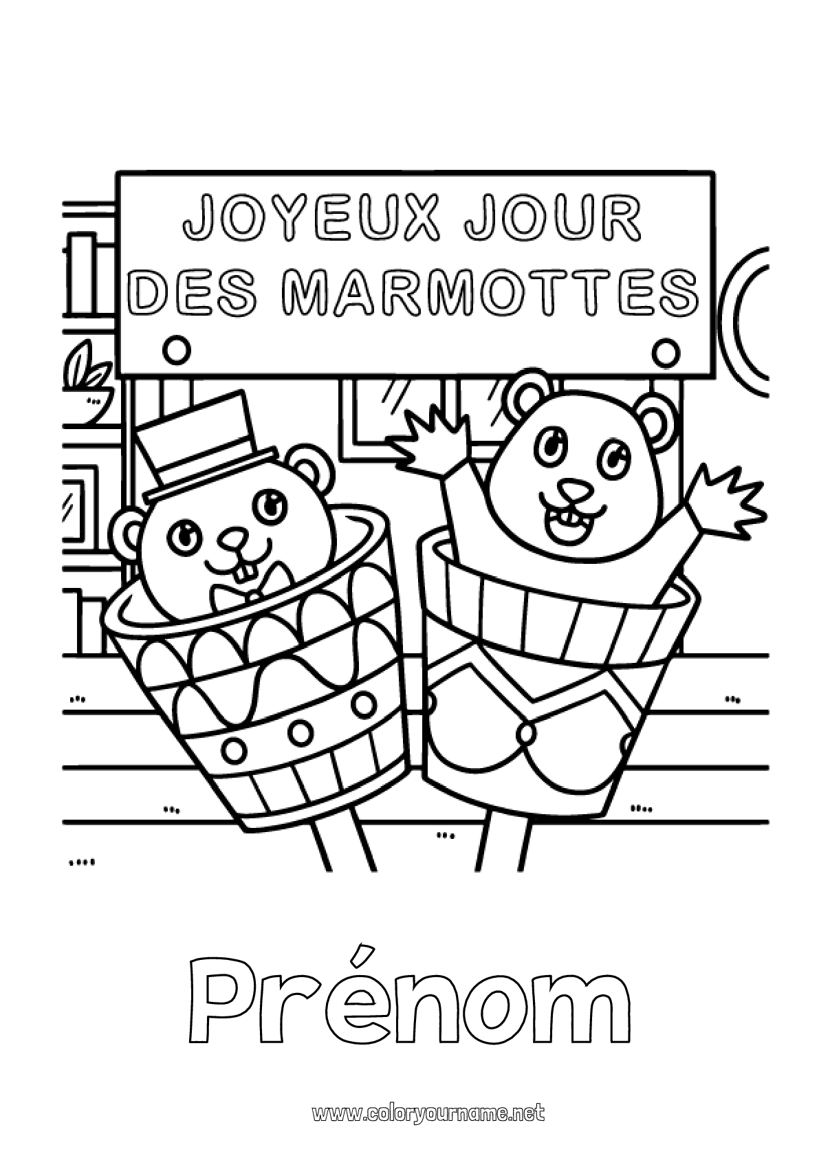 Coloriage n°3704 - Animaux de la forêt Marmotte Jour de la Marmotte