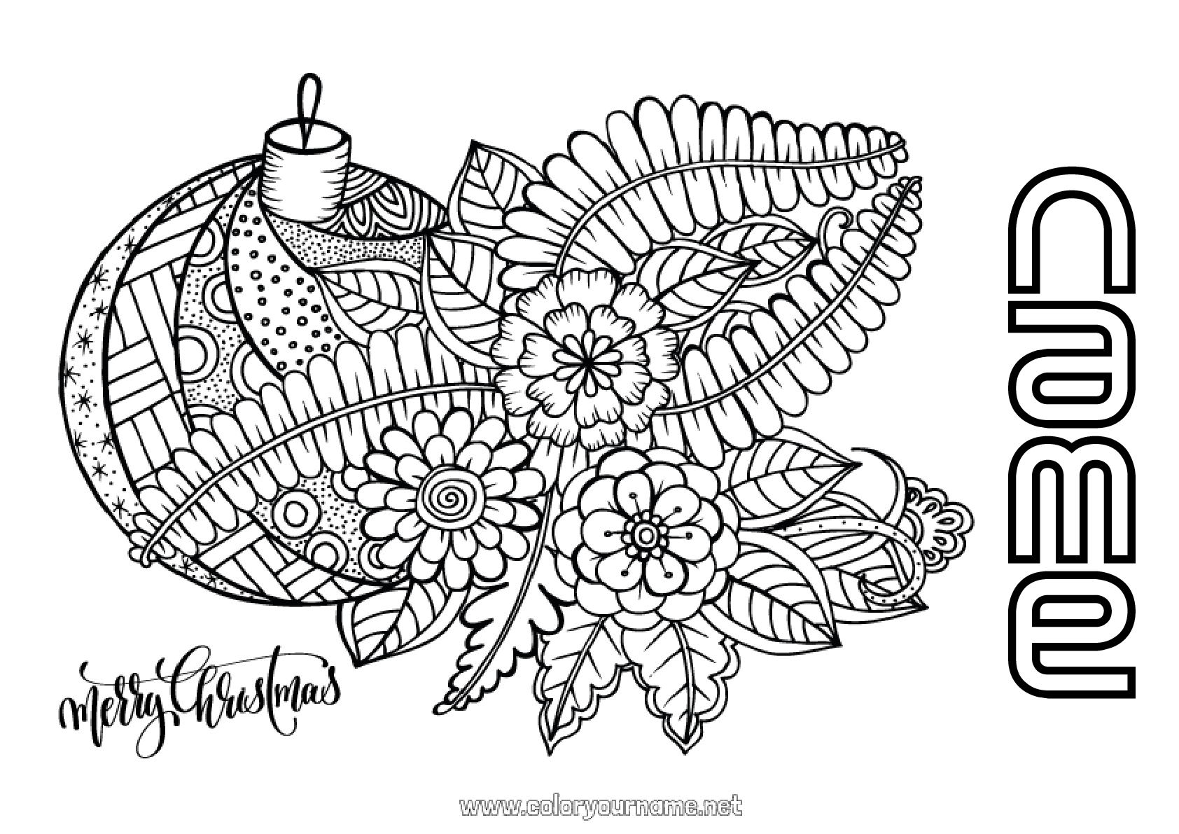 Coloring page No.370 - Mandala Christmas Christmas bauble
