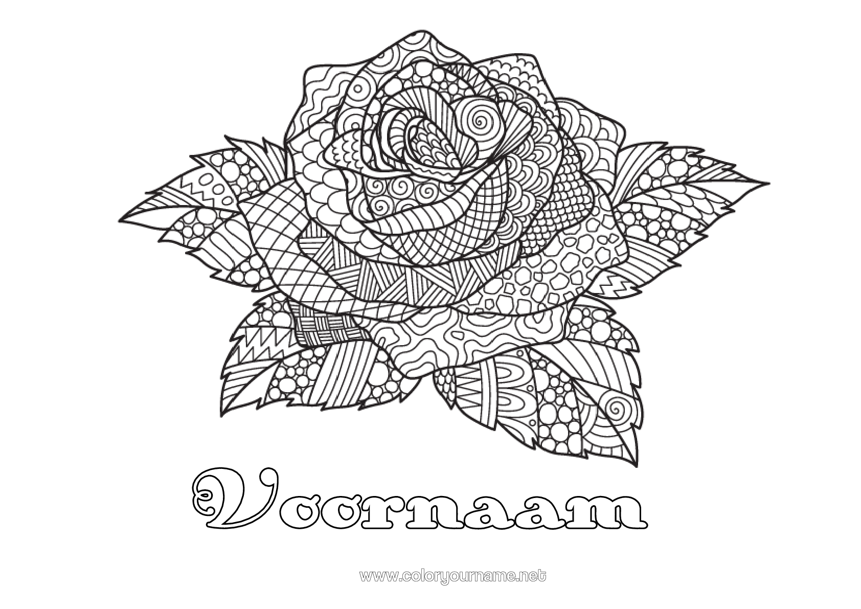 Kleurplaat nr.3717 - Roos Complex Kleurplaten Zentangle