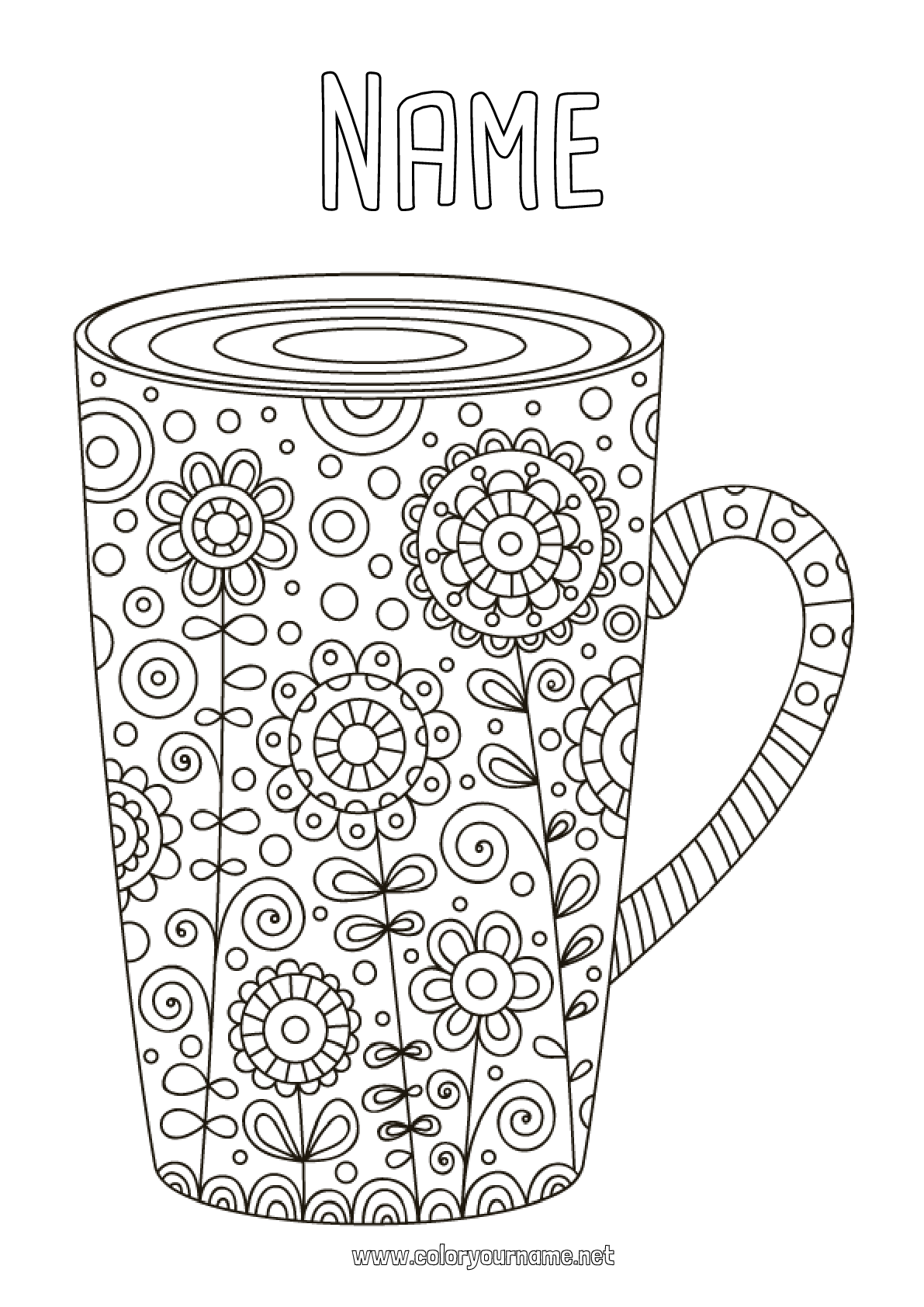 Coloring page No.3723 - Flowers Mug Drinks