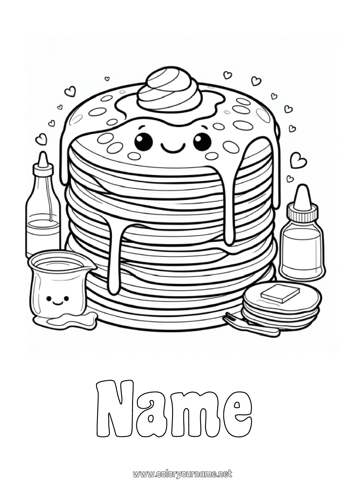 Coloring page No.3758 - Kawaii Candlemas, Shrove Tuesday, Pancake day ...