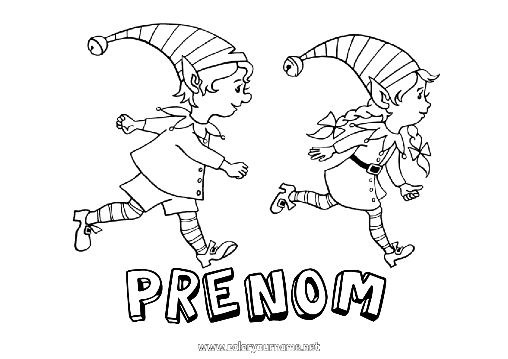 Coloriage n°379 - Lutins de Noël Coloriages lutins