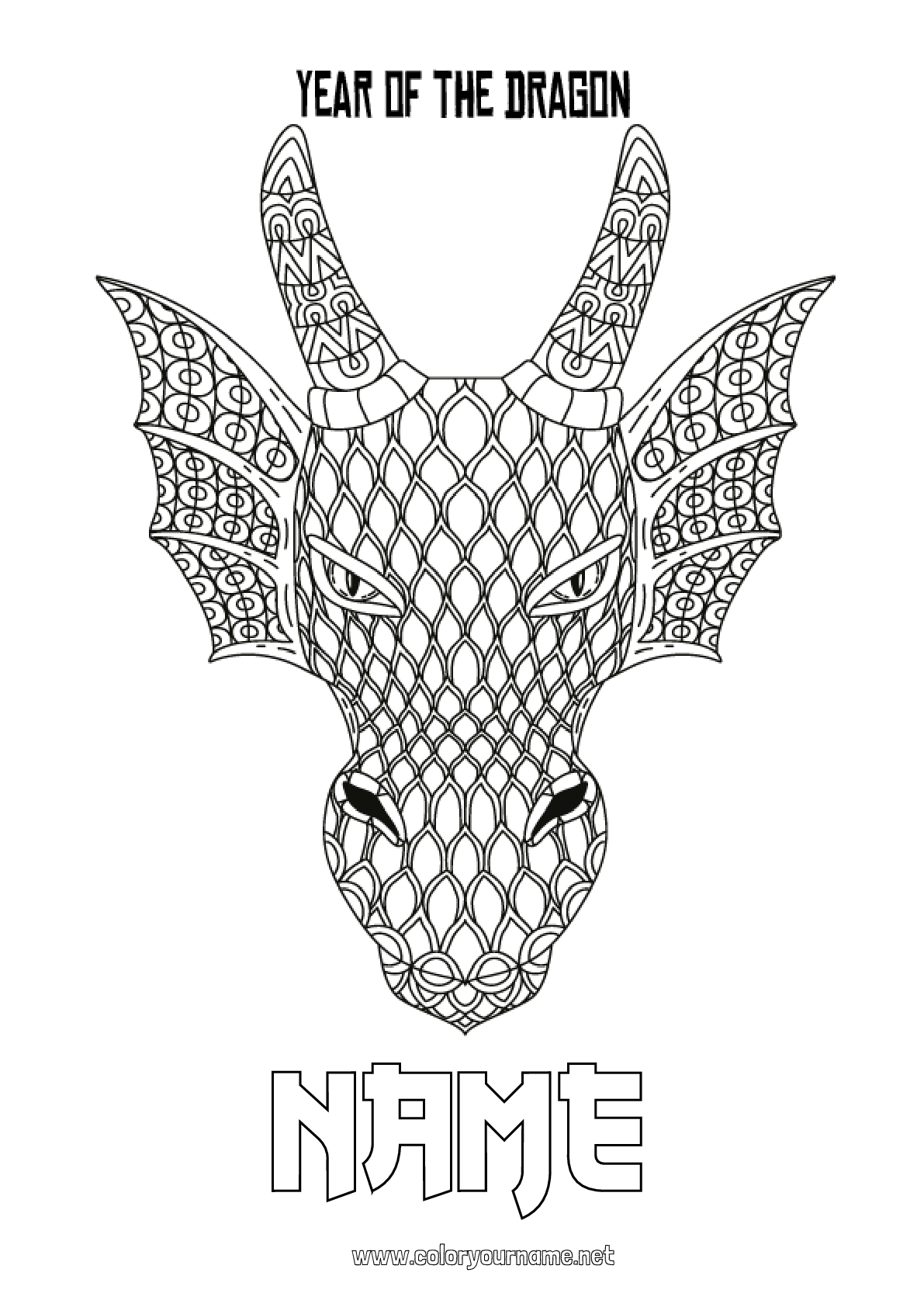 Coloring page No.3815 - Dragon Happy new year Chinese New Year