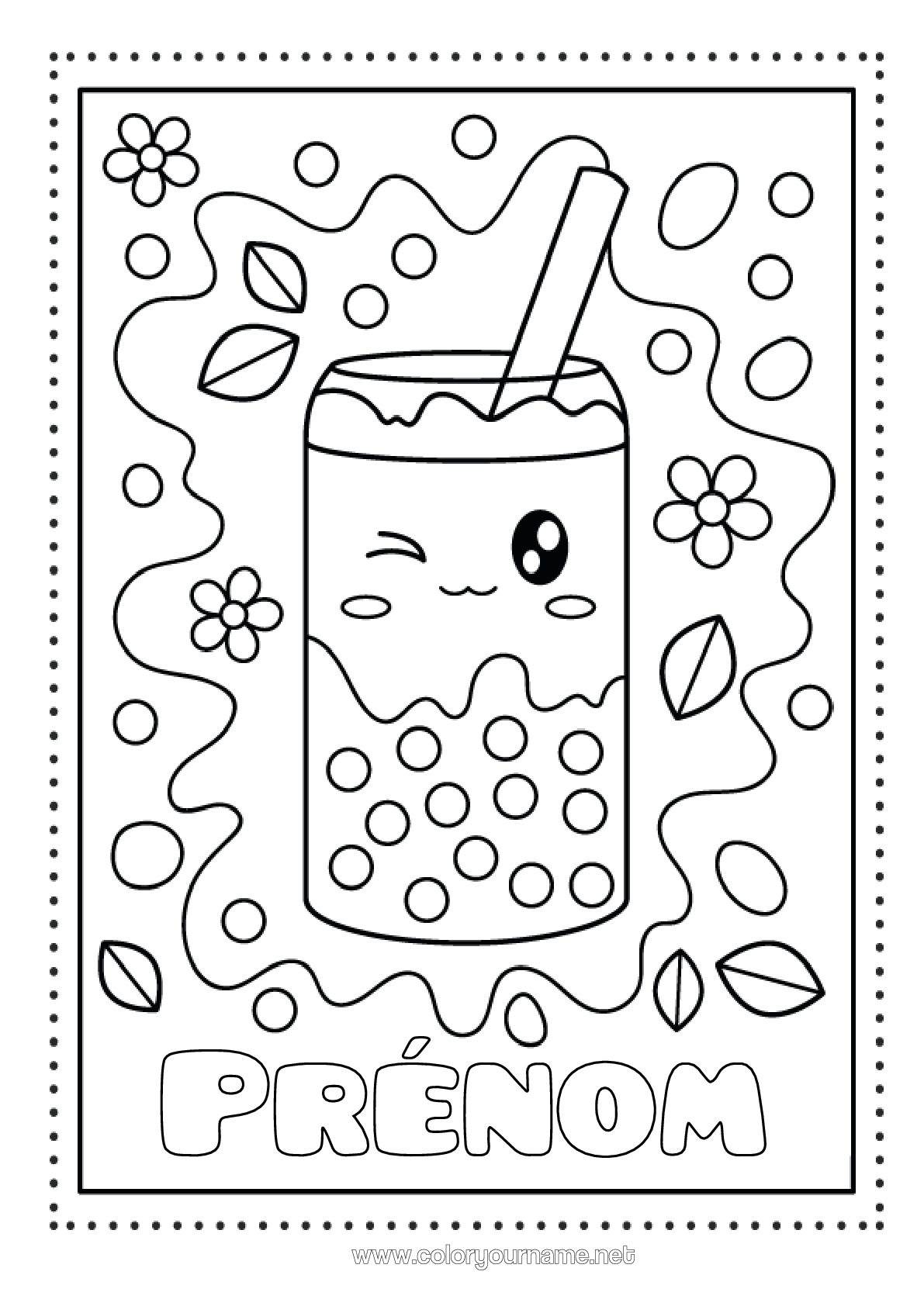Coloriage n°3825 - Kawaii Boisson Bubble tea