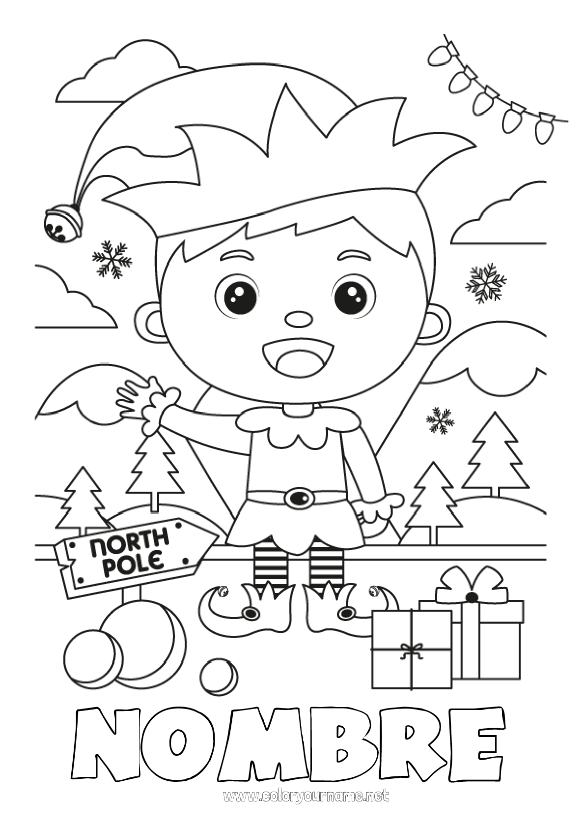 Nº de colorear 382 - Elfos de navidad Dibujos de Elfos para colorear