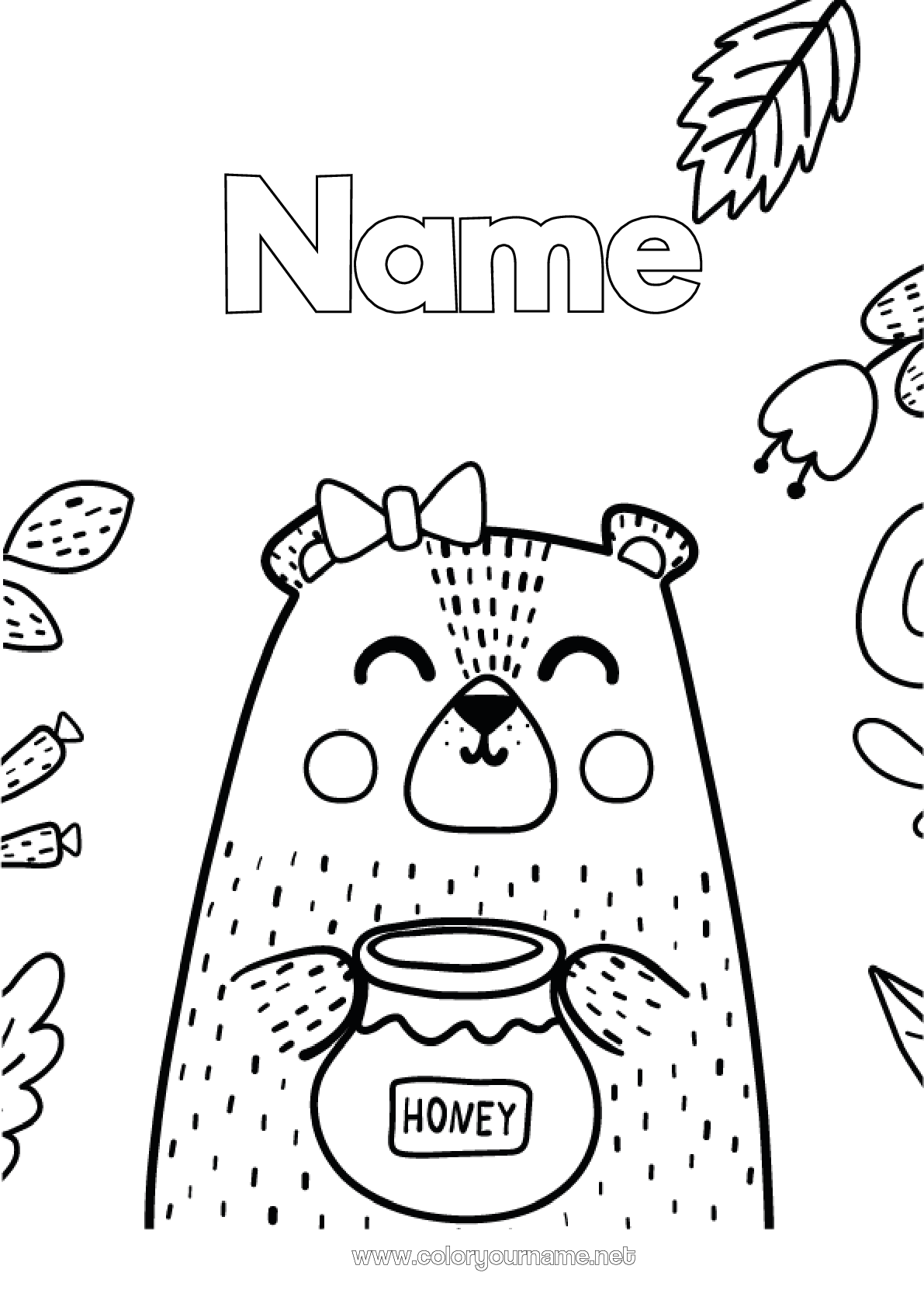 Coloring page No.3860 - Bear Cute Happy feast day