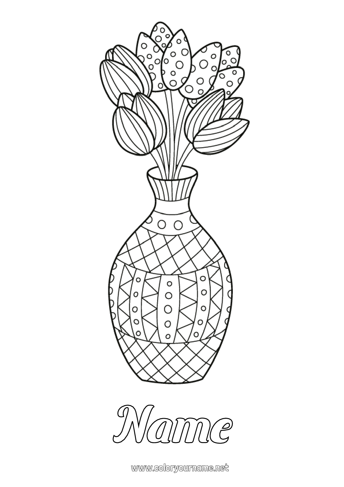 Coloring page No.3863 - Tulip Zentangle Bouquet