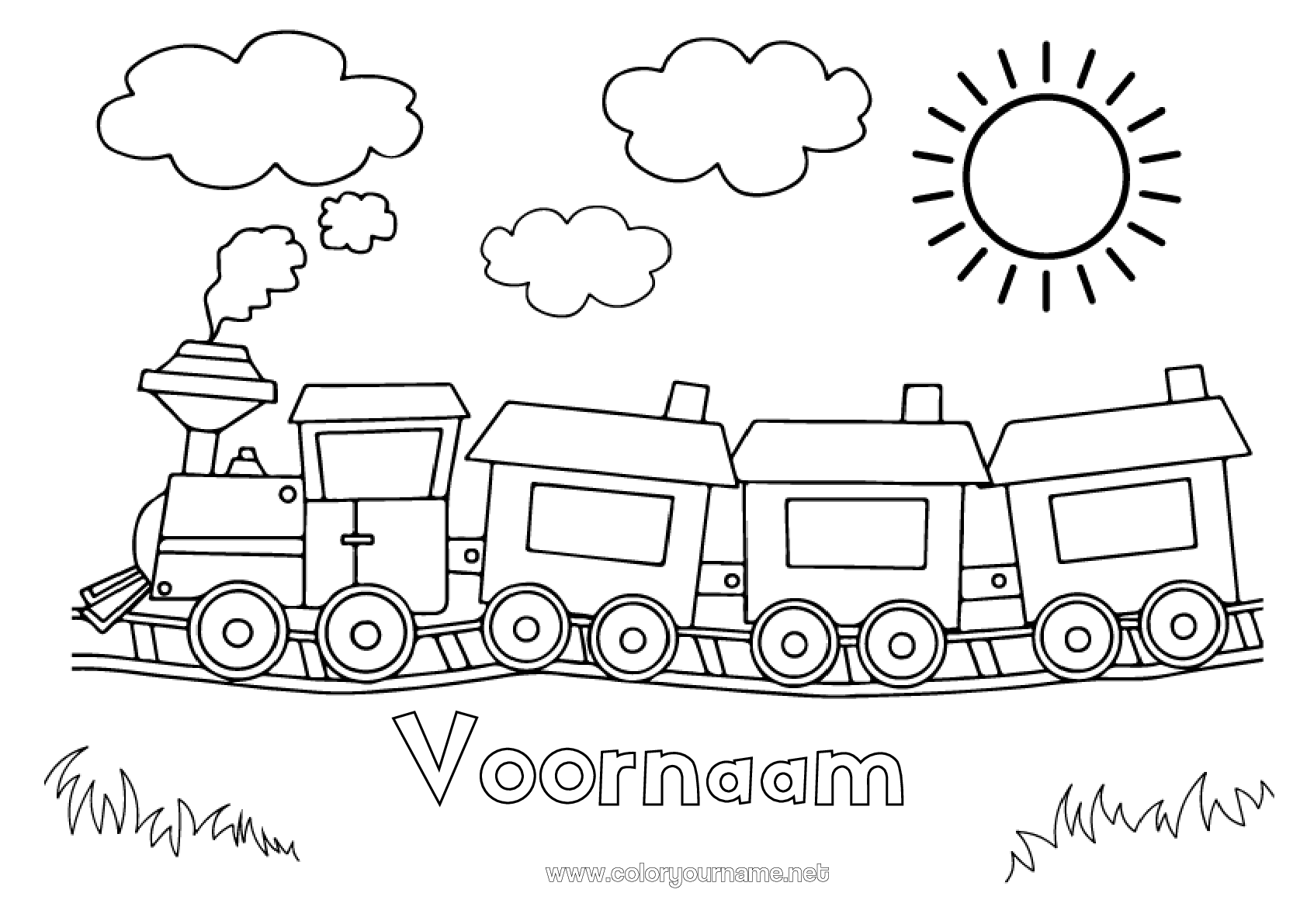 Kleurplaat nr.3871 - Voertuigen Trein Locomotief