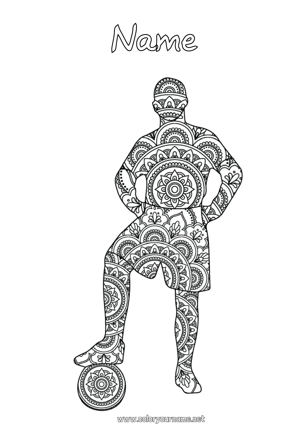 Coloring page No.3894 - Football Sport Mandala
