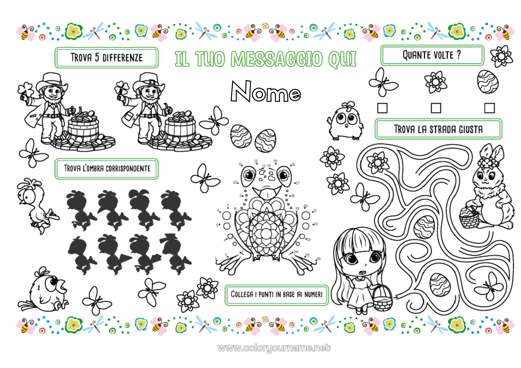 Pagina da colorare n.3909 - Primavera Attività per Bambini Punti da unire