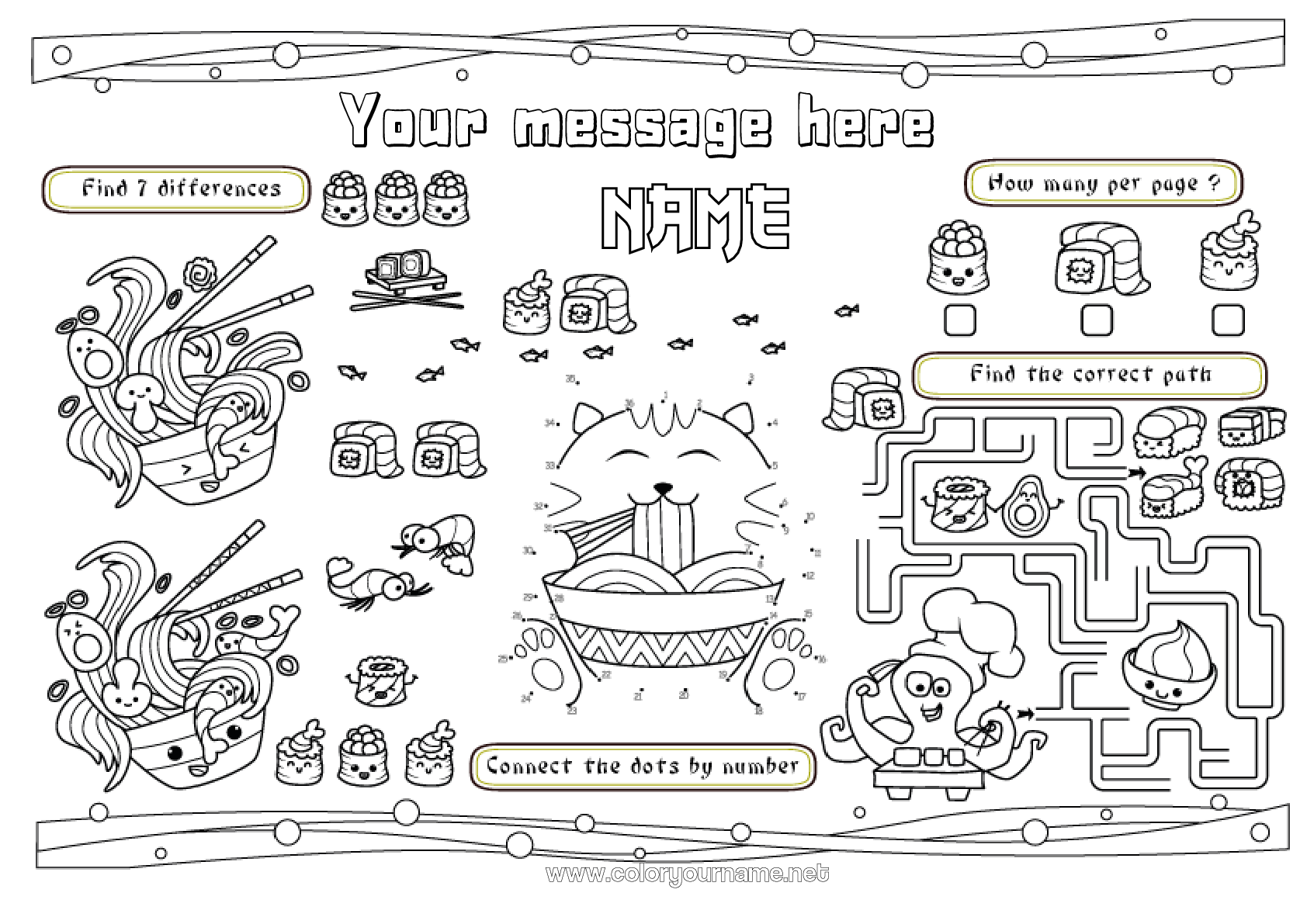 Coloring page No.3918 - Children's activities Japan Sushi