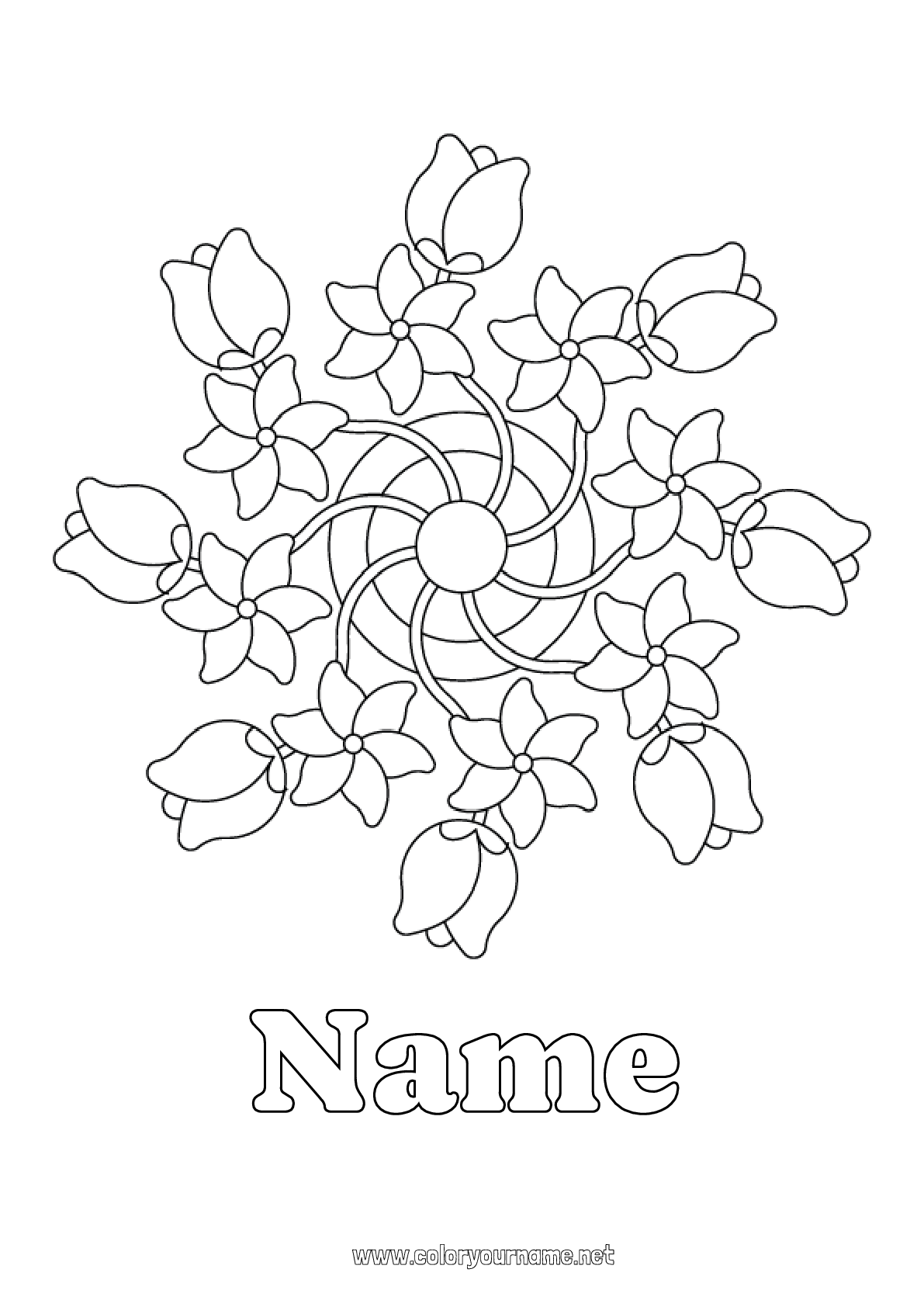 Coloring page No.3928 - Flowers Mandala Tulip