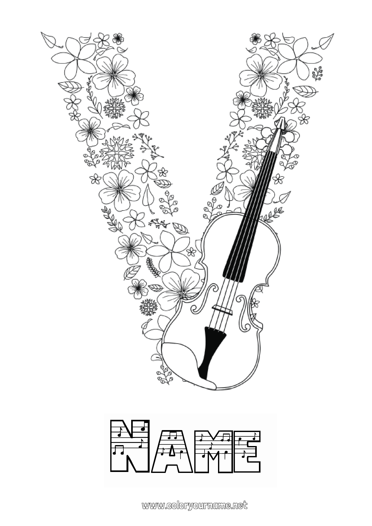 Coloring page No.3933 - Zentangle Musical instruments Violin