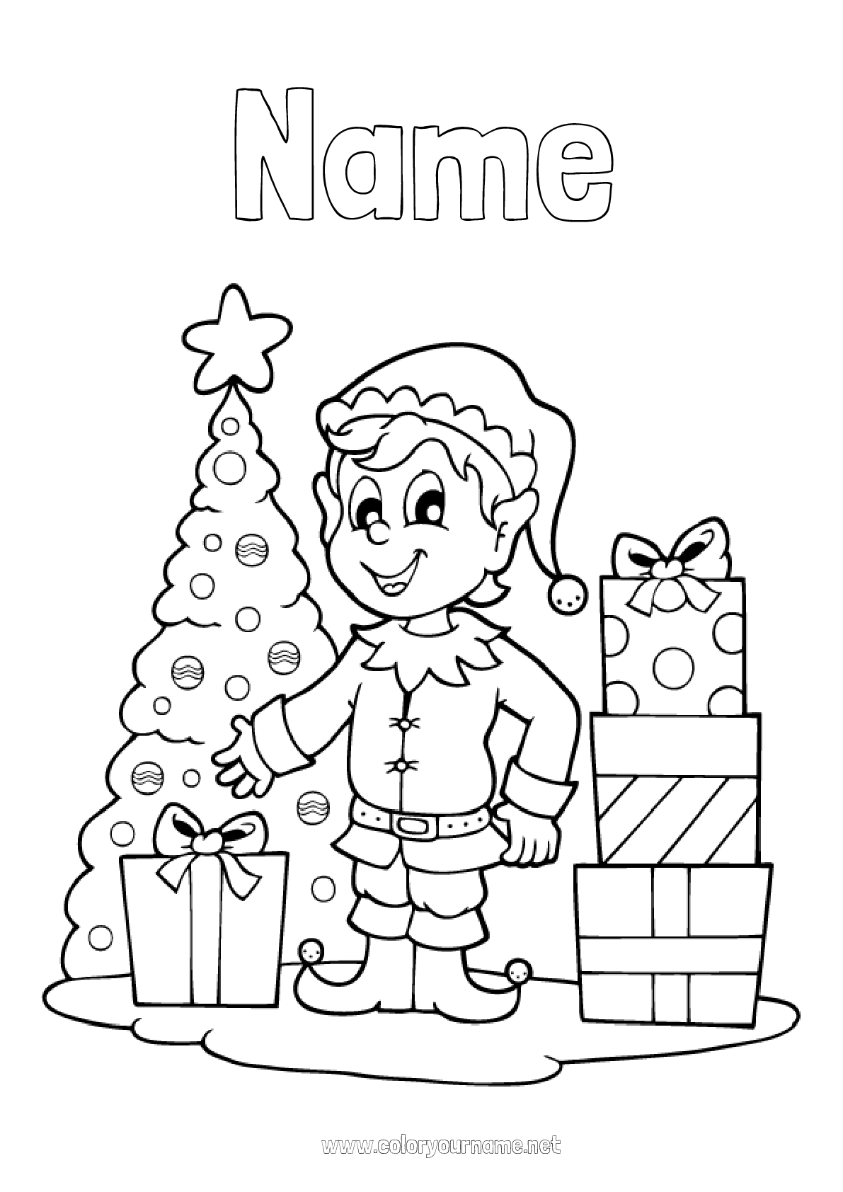 Santa And Elf Coloring Pages