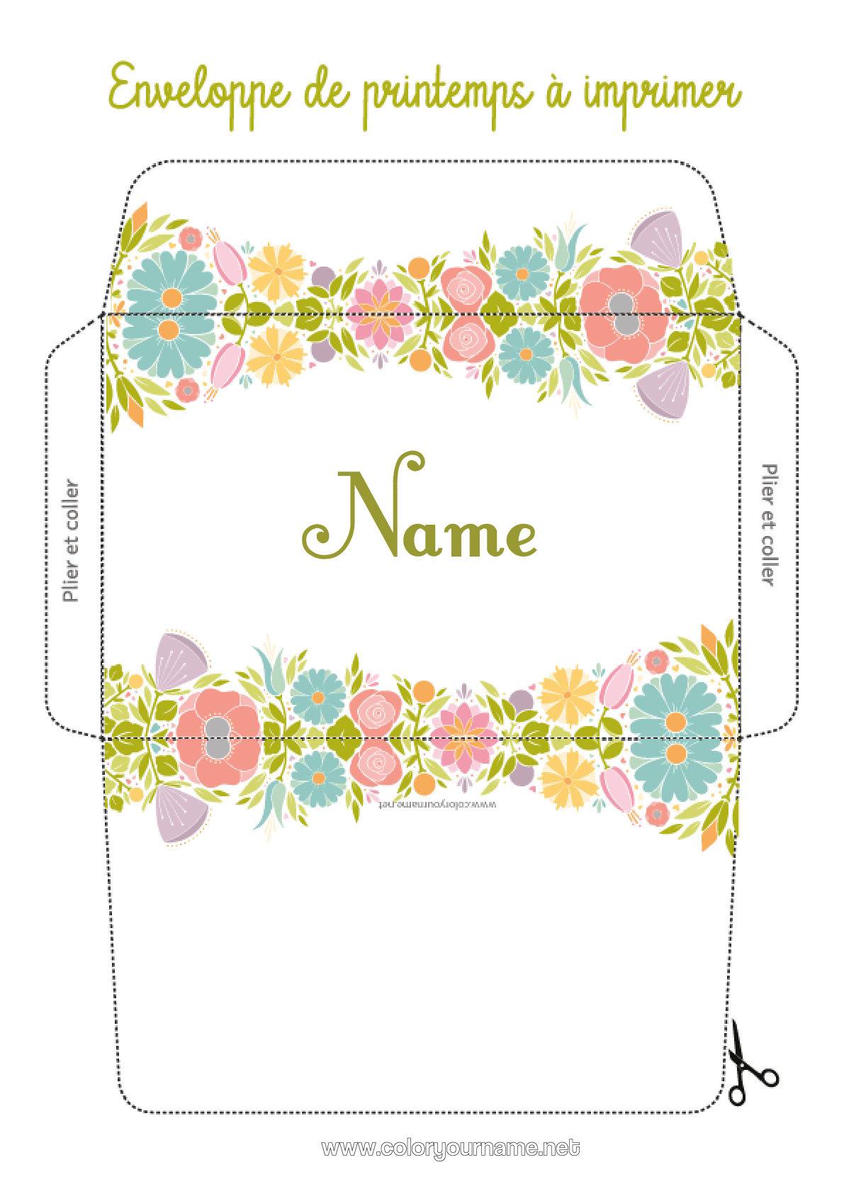 Coloring page No.3969 - Flowers Spring Envelope to print
