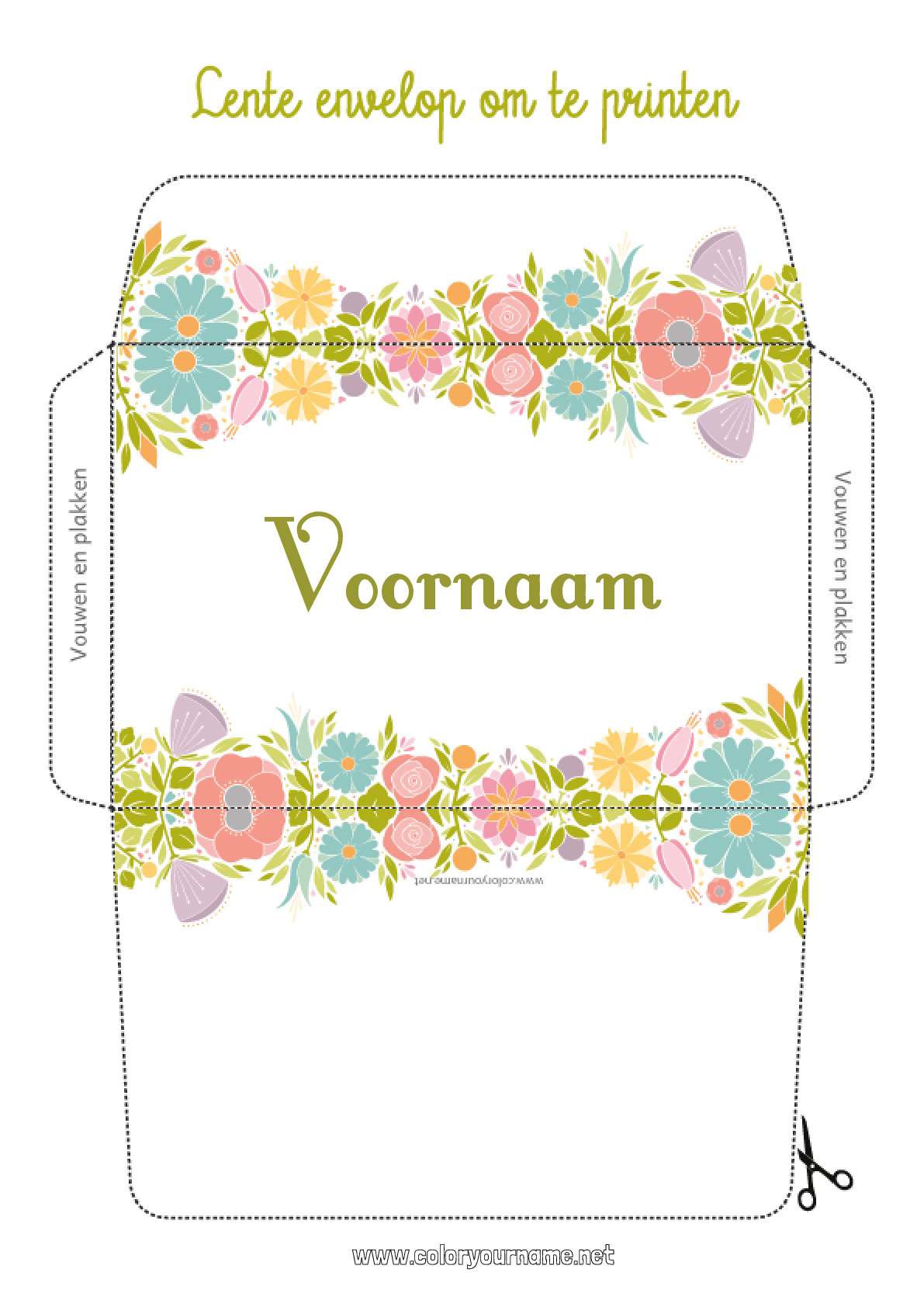 Kleurplaat nr.3969 - Bloemen Lente Afdrukbare enveloppen