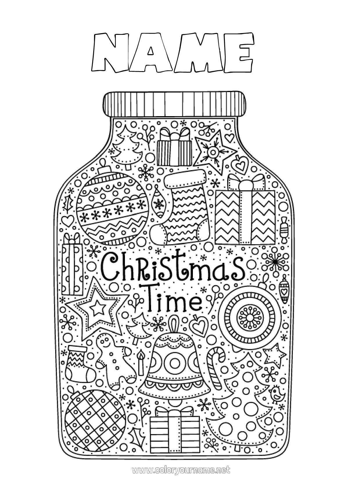 Merry Christmas ! : 111 free customizable coloring pages to print