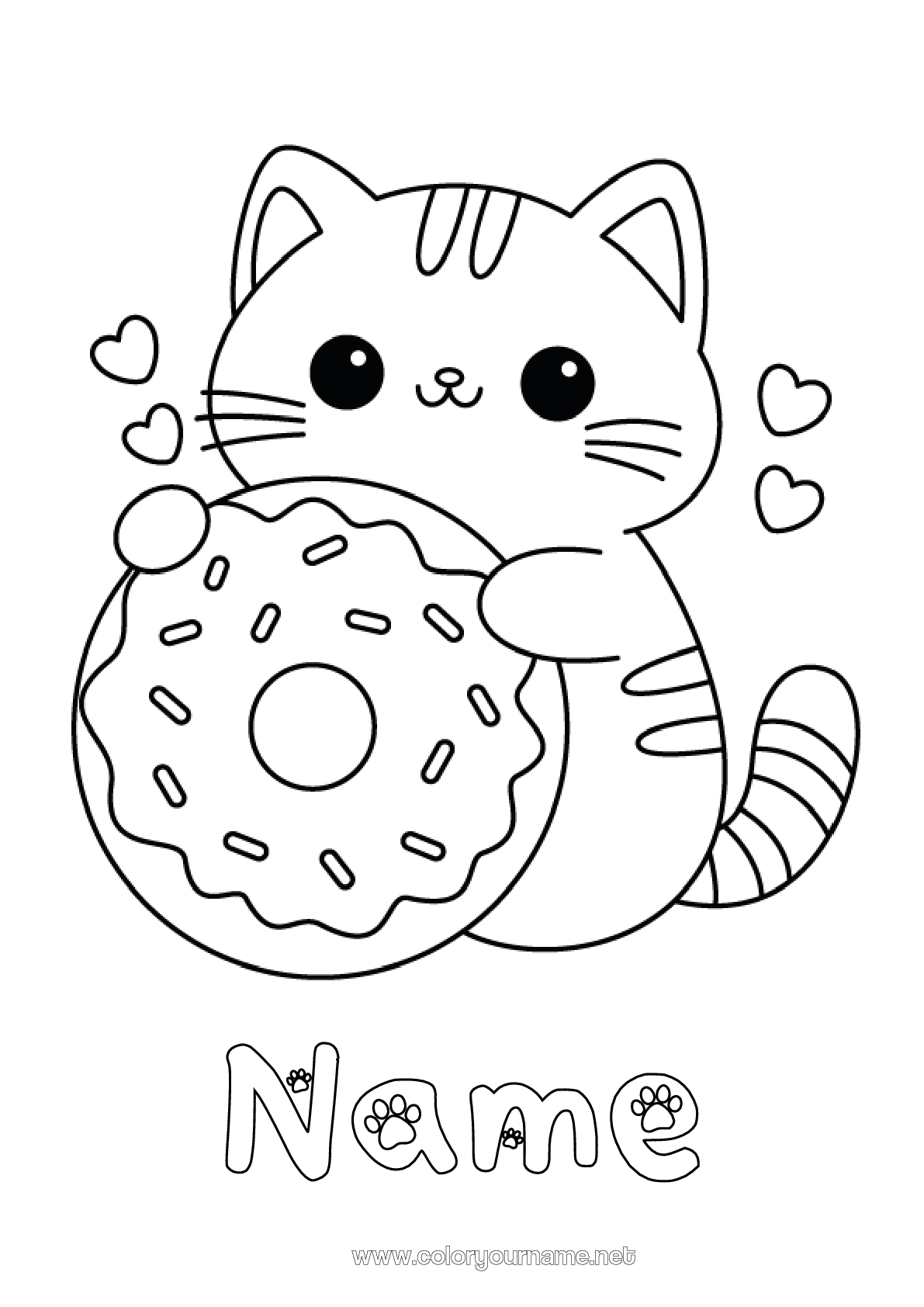 Coloring page No.3986 - Cute Cat Kawaii