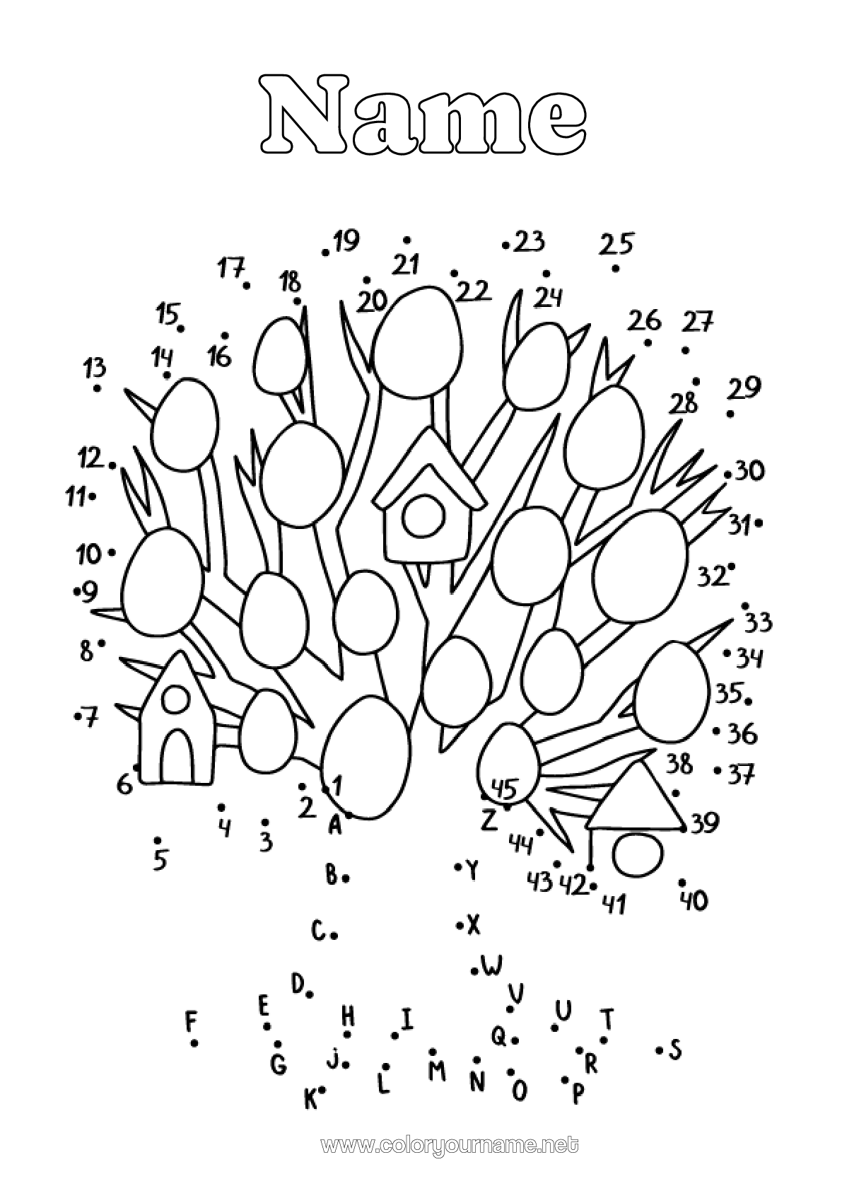 Coloring page No.3987 - Children's activities Connect the dots Alphabet