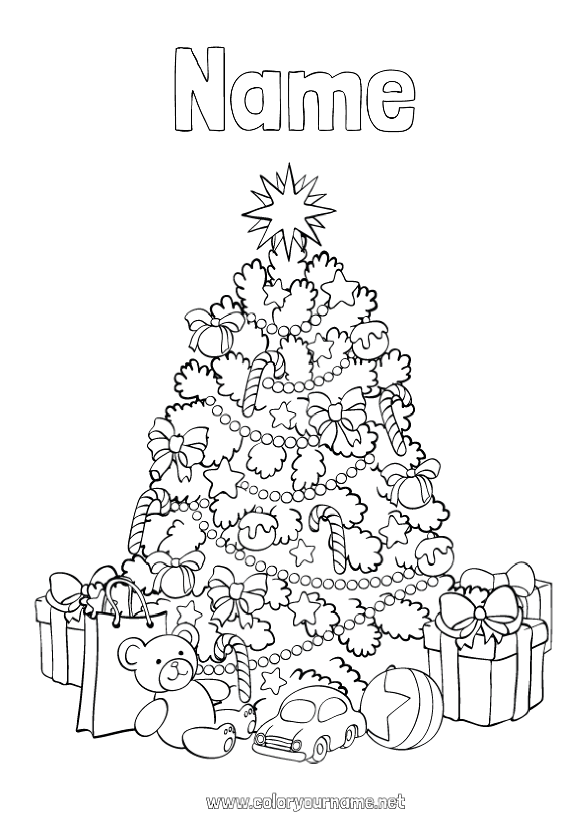 Coloring page No.399 - Gifts Christmas tree Christmas