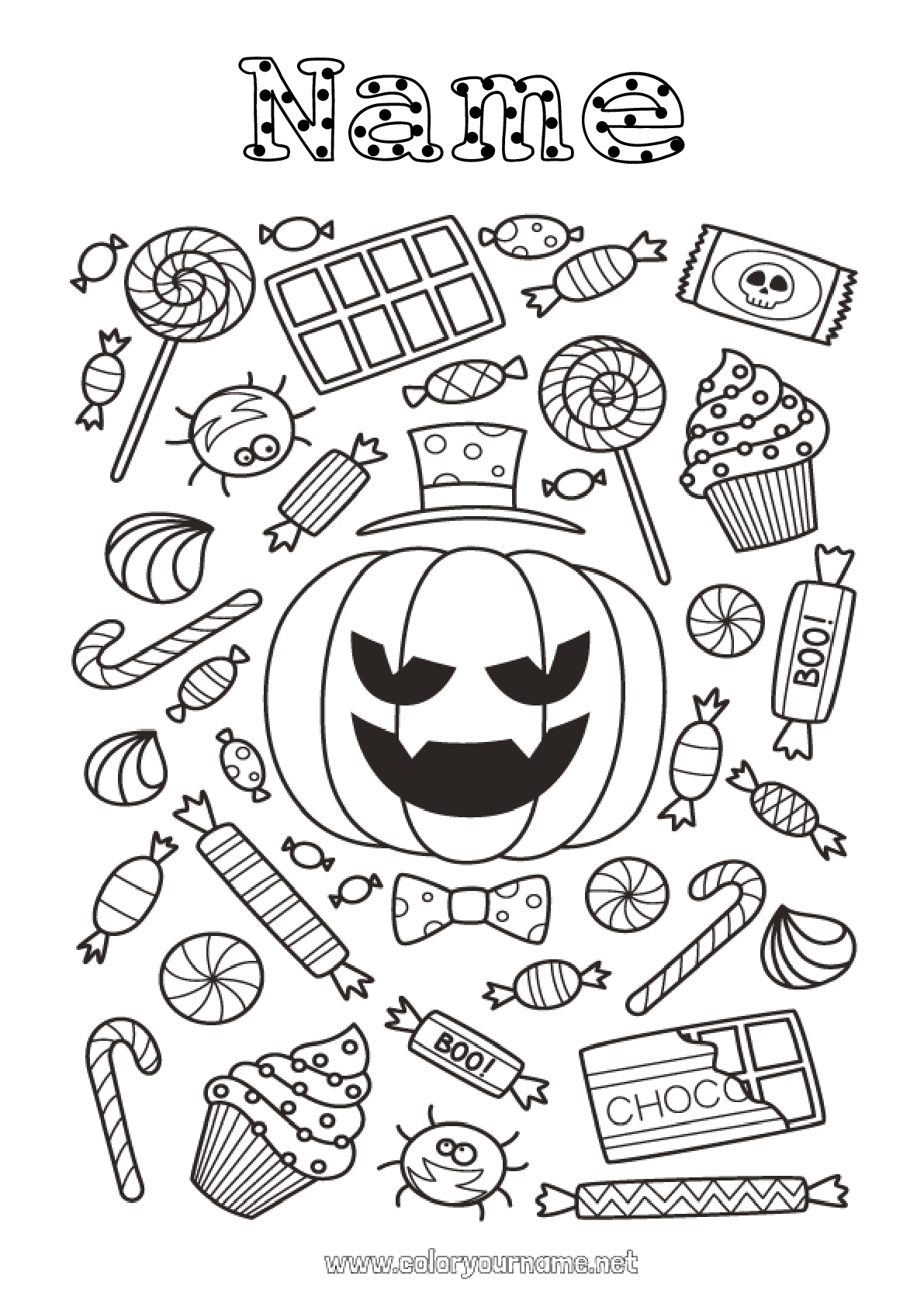 Halloween Candy Coloring Page