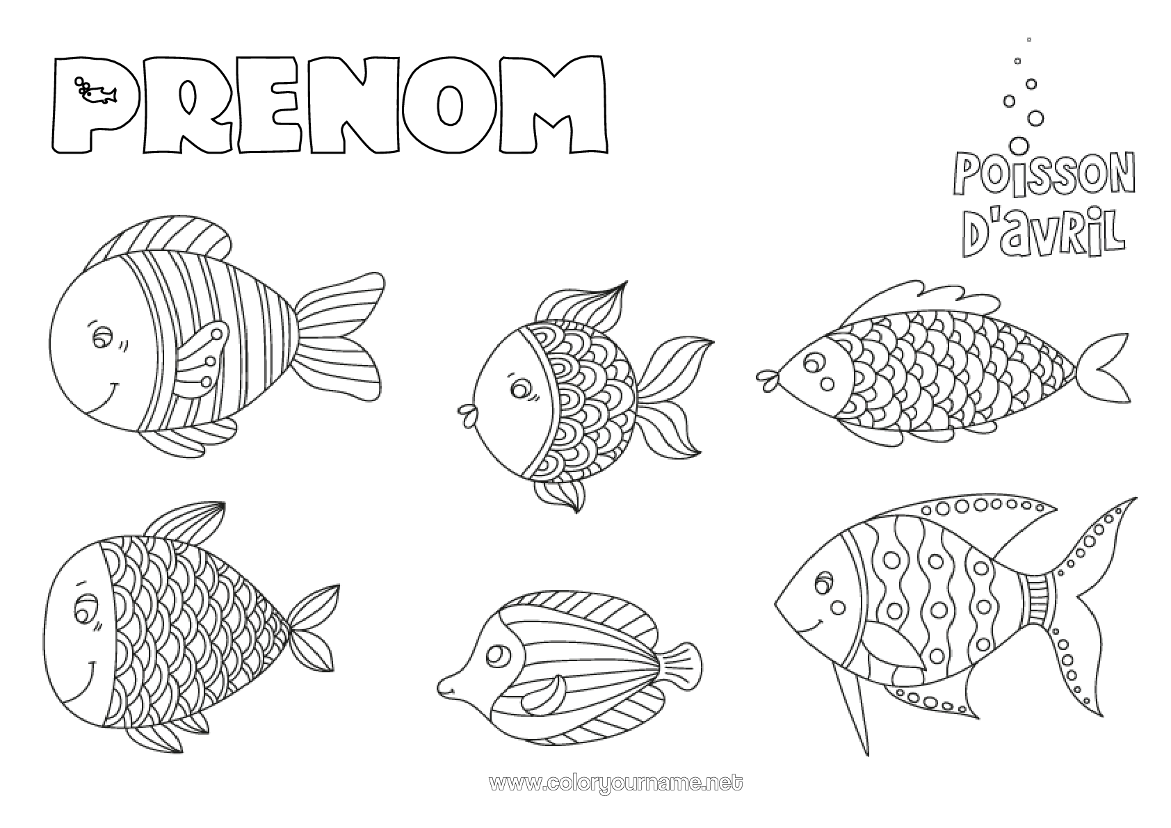Coloriage n°4012 - Poisson Poisson d'avril Animaux marins ou aquatique