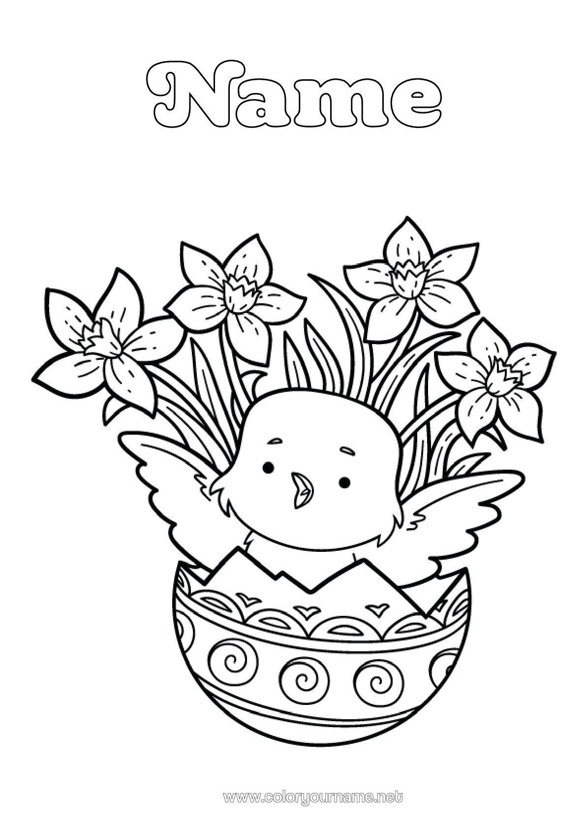 Coloring page No.4020 - Spring Chick Easter eggs