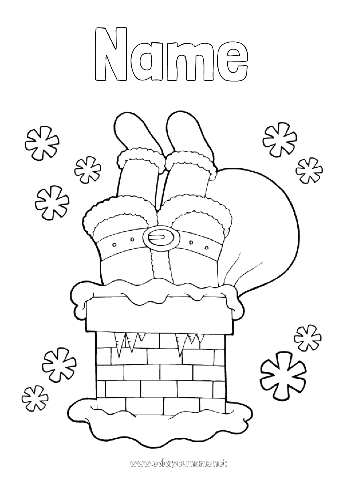 Coloring page No.403 - Santa Claus Christmas Chimney
