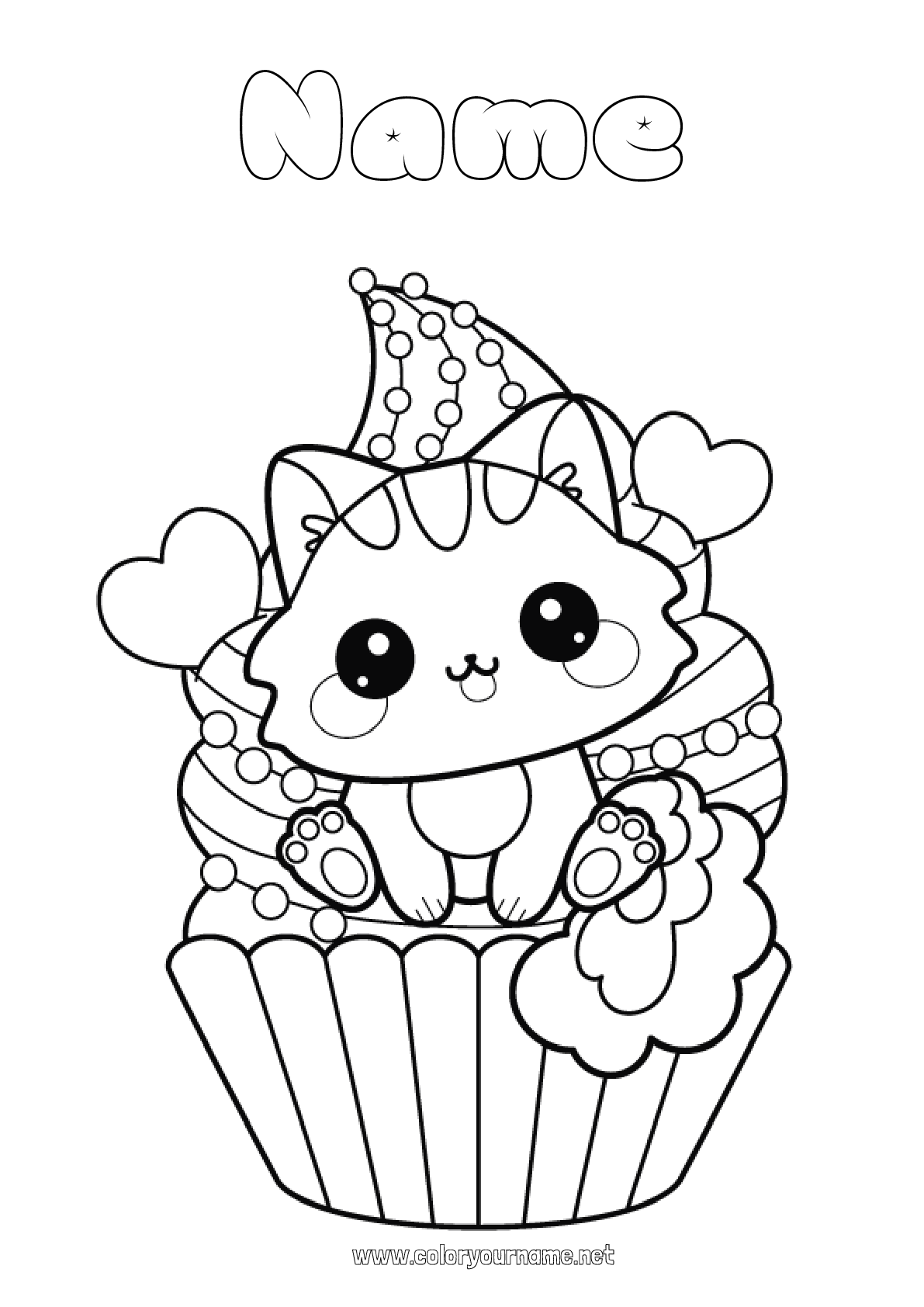 Coloring page No.4052 - Cake Cat Kawaii