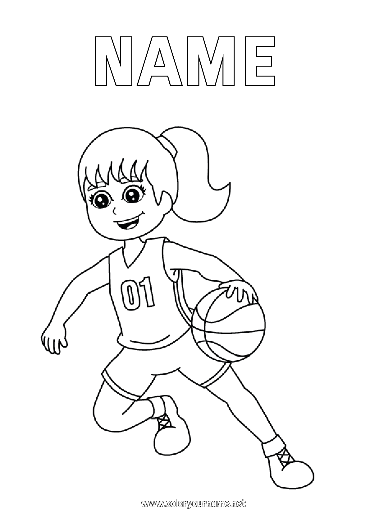 Coloring page No.4083 - Sport Girl Basketball