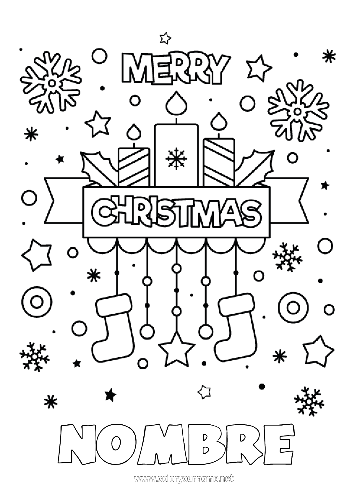 Feliz Navidad : 111 dibujos para colorear personalizables gratis para ...