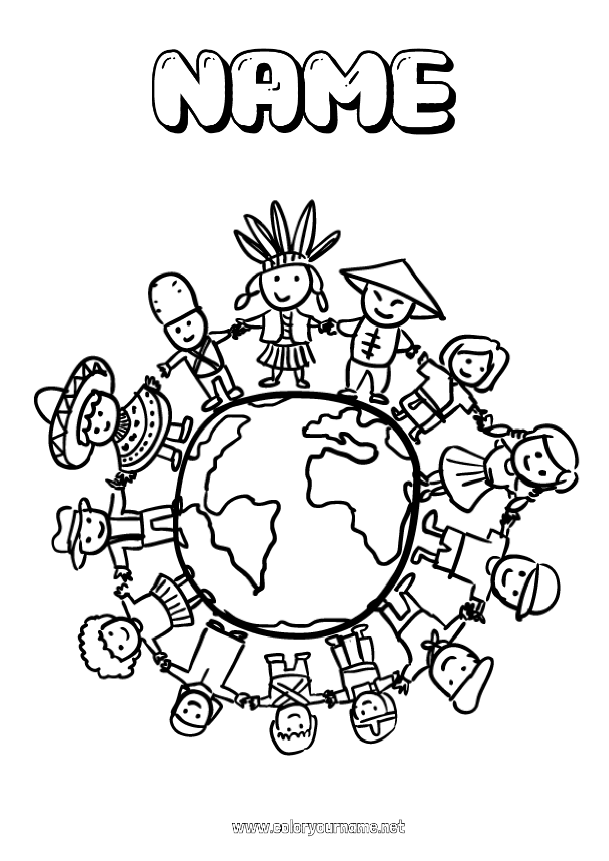 Coloring page No.4106 - Child Earth Earth Day