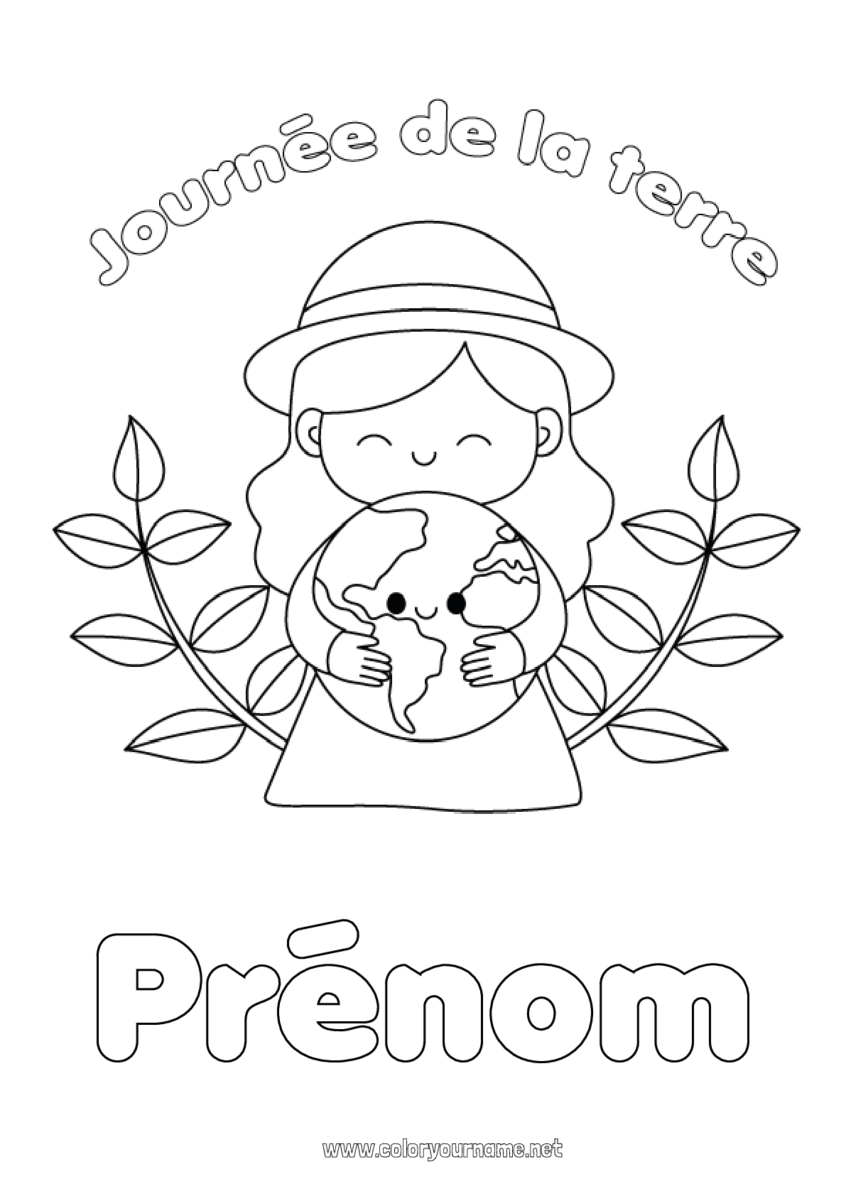 Coloriage n°4112 - Fille écologie Terre