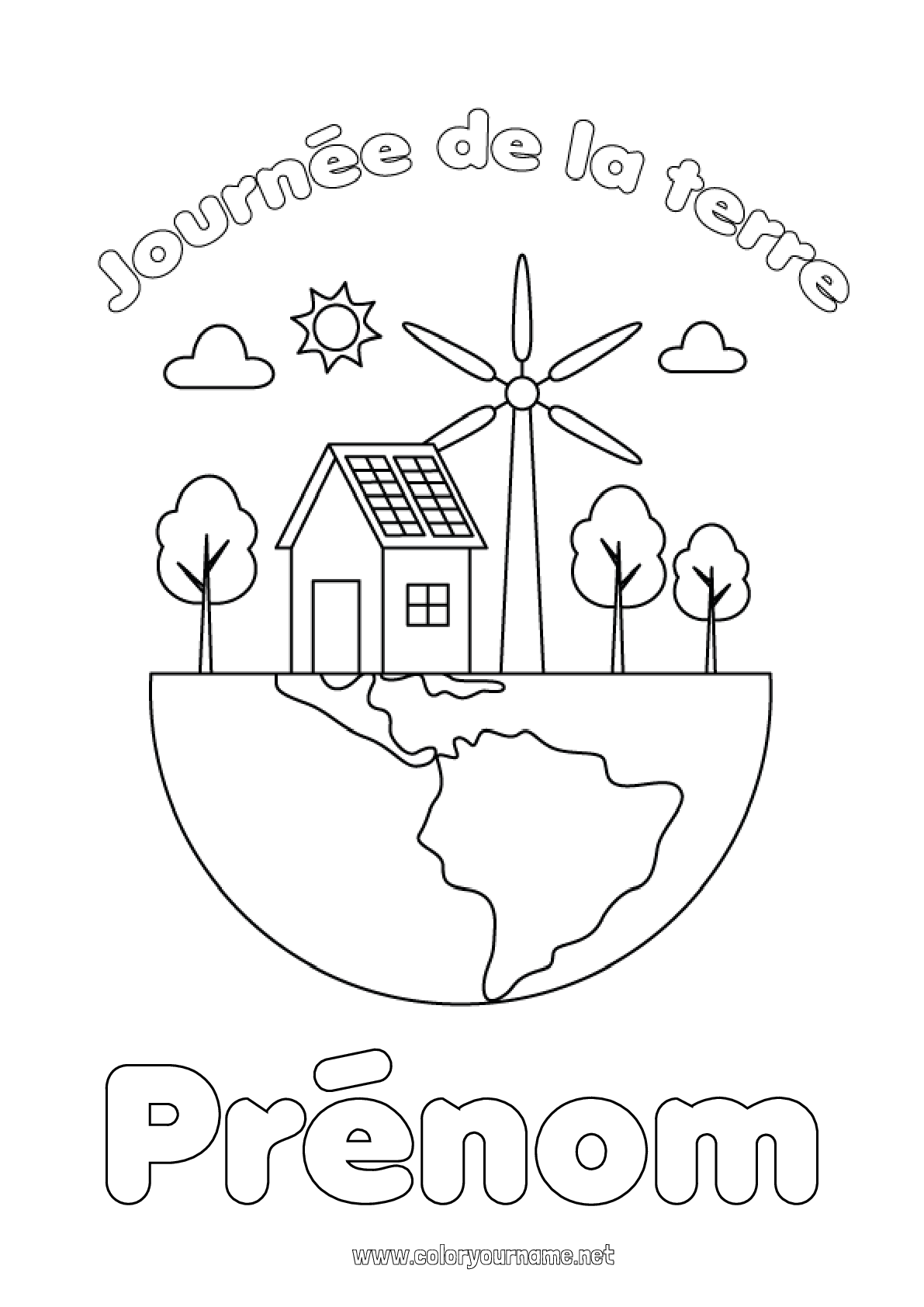 Coloriage n°4113 - écologie Terre Jour de la Terre