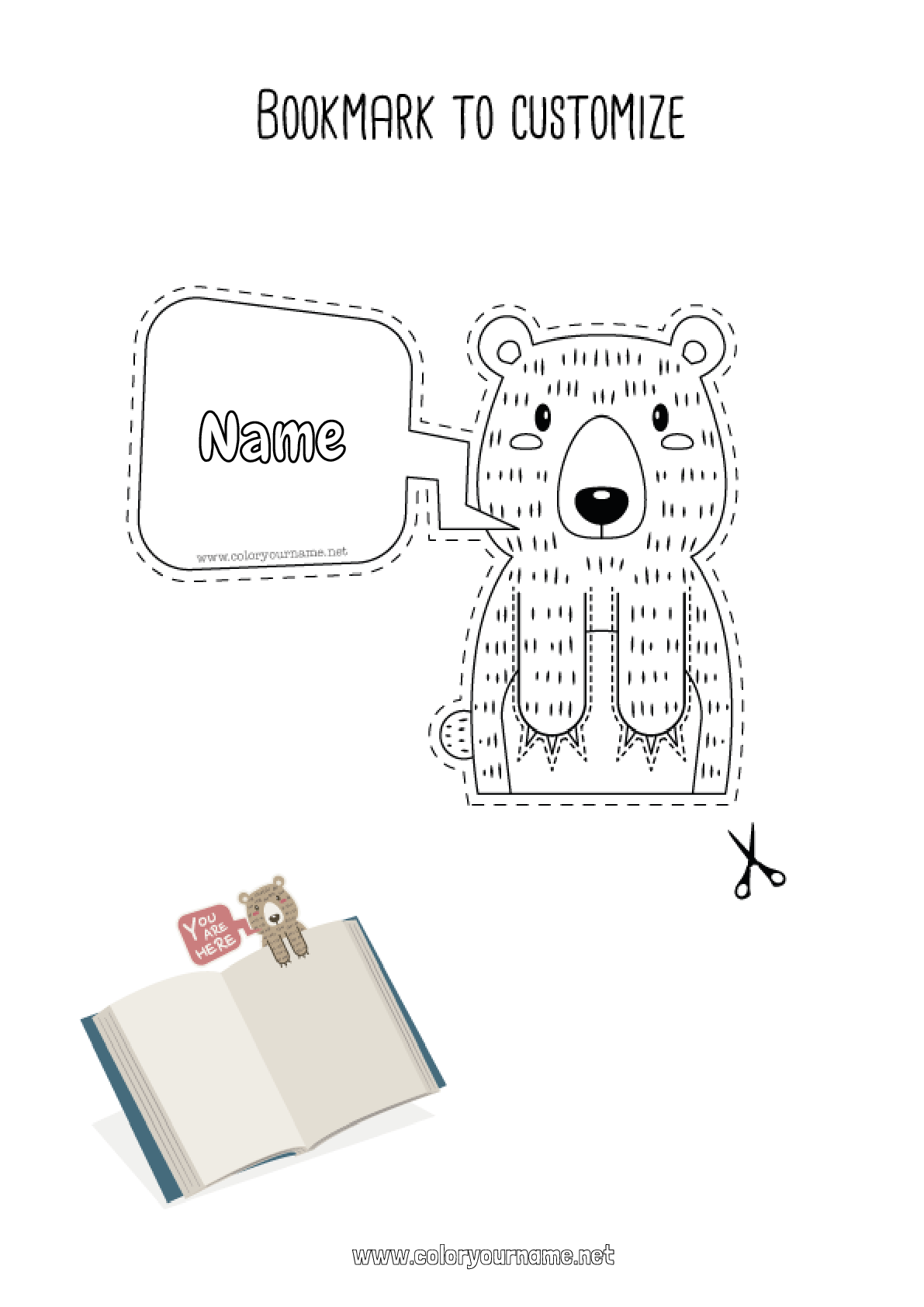 Coloring page No.4133 - Bear Animal Bookmark